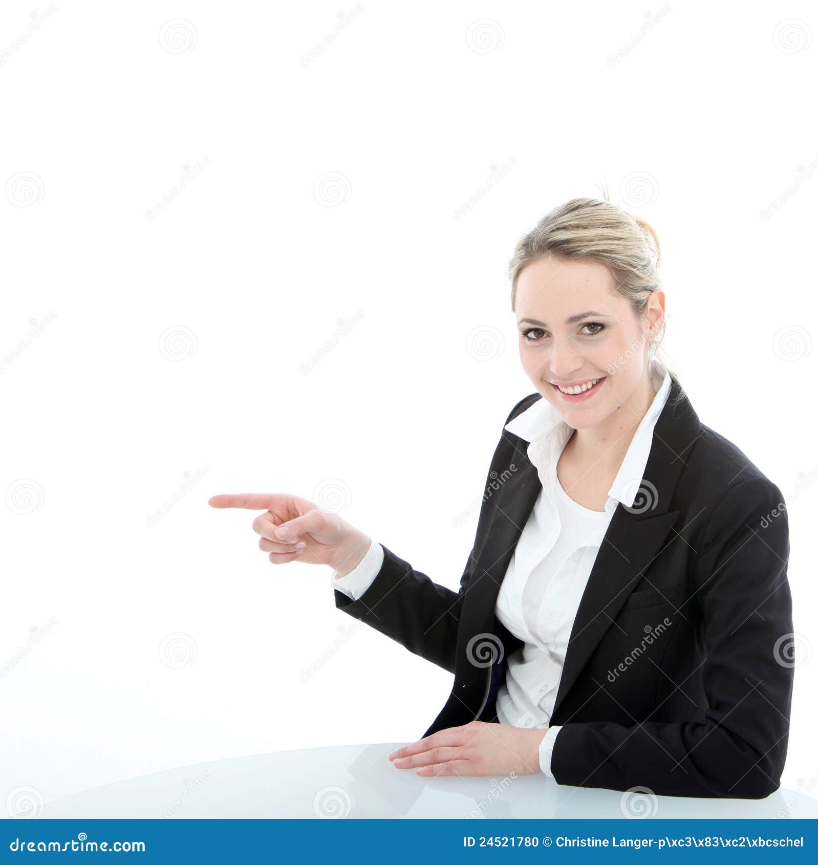 Smiling Professional Woman Pointing Stock Photo - Image of hand, white ...