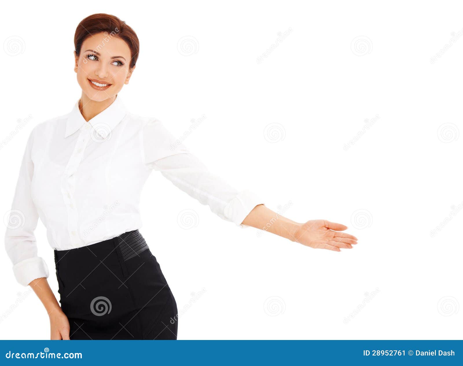 Smiling Professional Woman Pointing Stock Image - Image of space ...