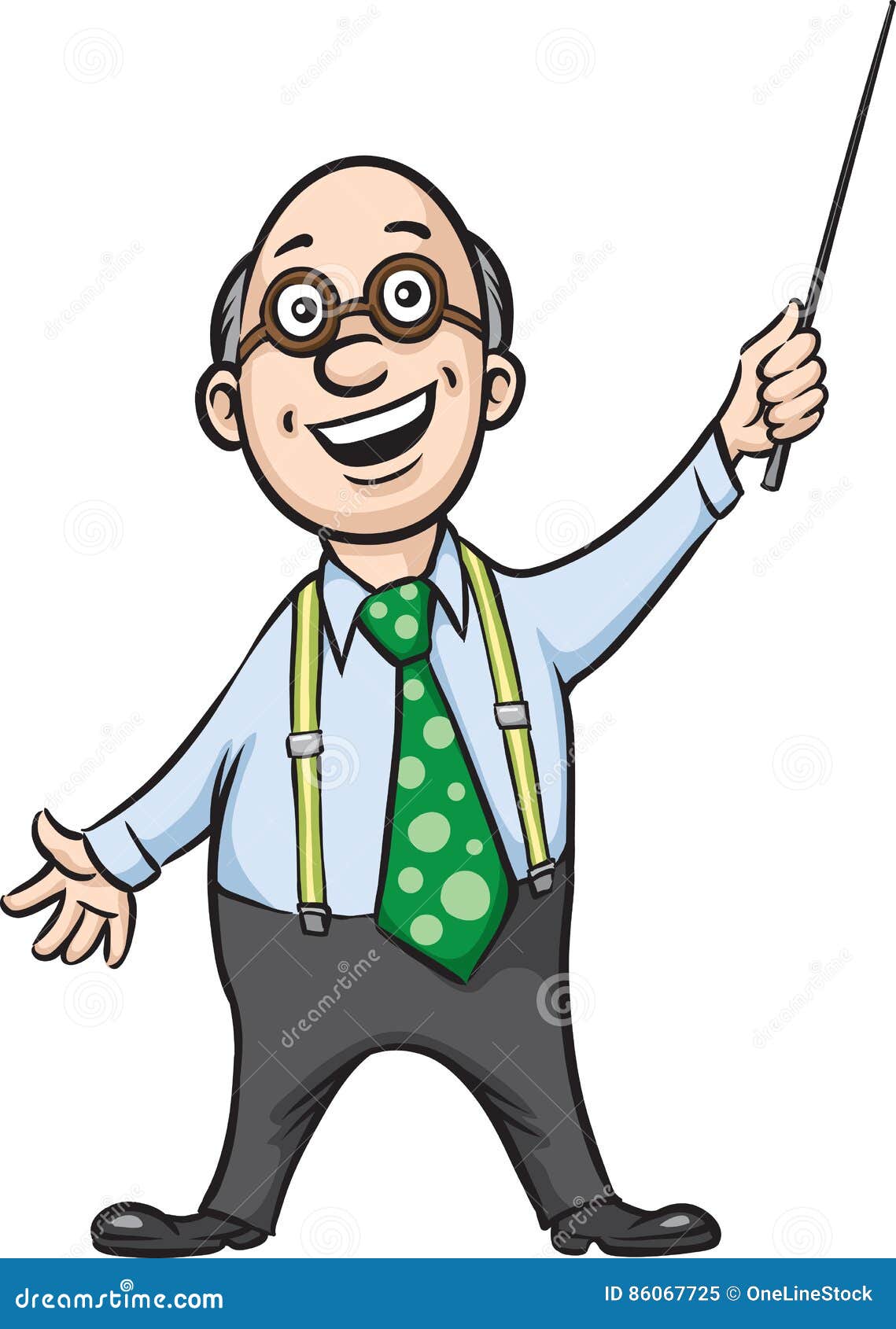 Smiling Professor Indicating Blank Blackboard Cartoon Vector ...