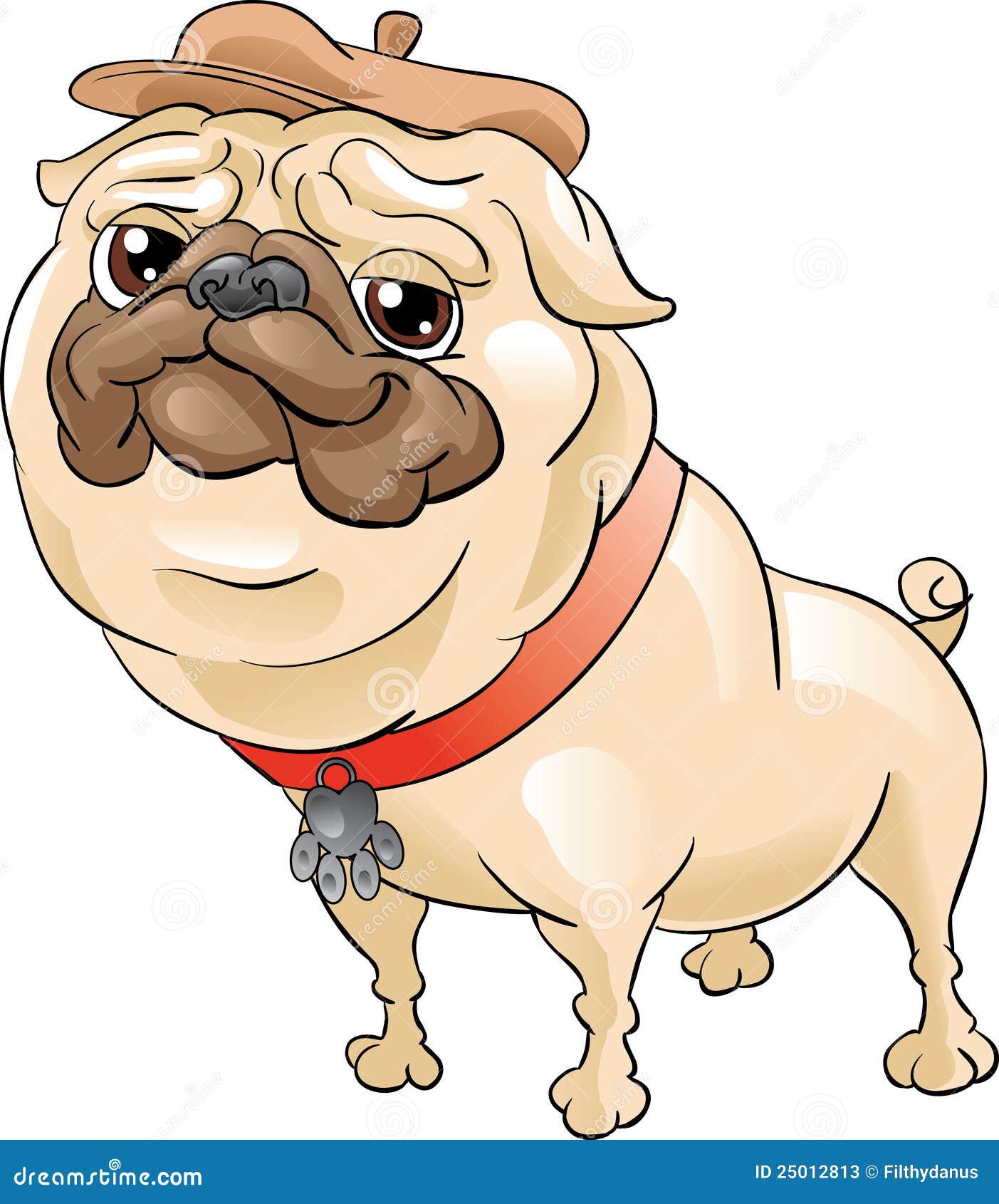 Smiling pug with hat stock vector. Illustration of making - 25012813