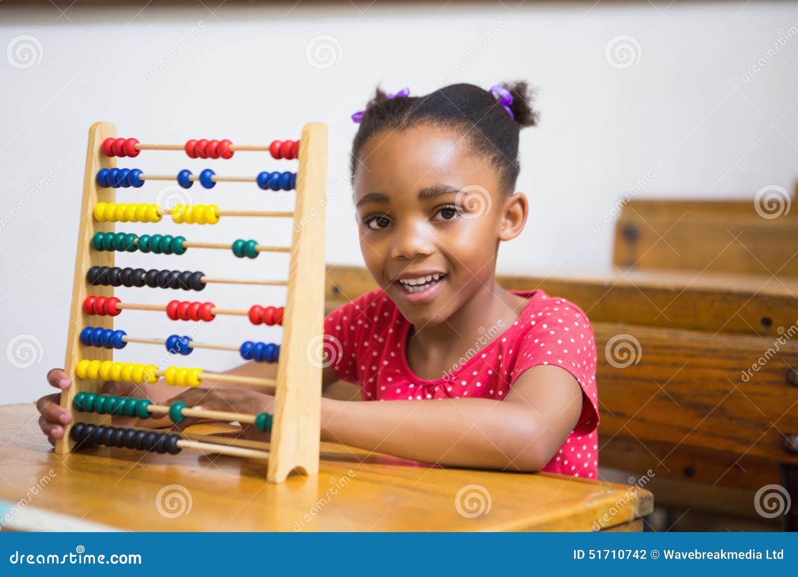 Smiling Pupil Using Abacus in Classroom Stock Photo - Image of learning ...