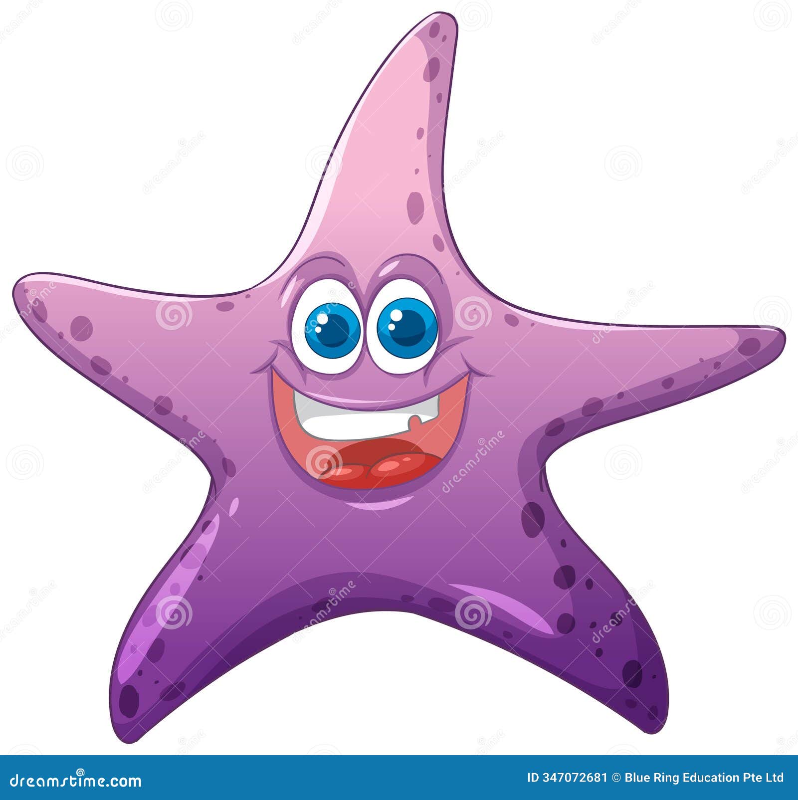 Smiling purple starfish stock vector. Illustration of marine - 347072681