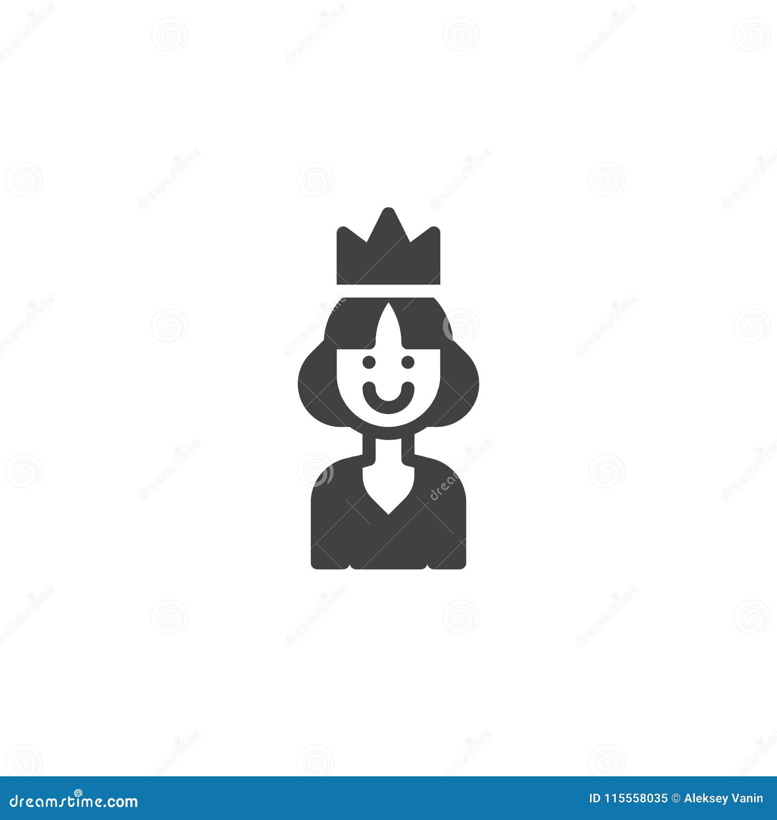 Smiling queen vector icon stock vector. Illustration of crown - 115558035