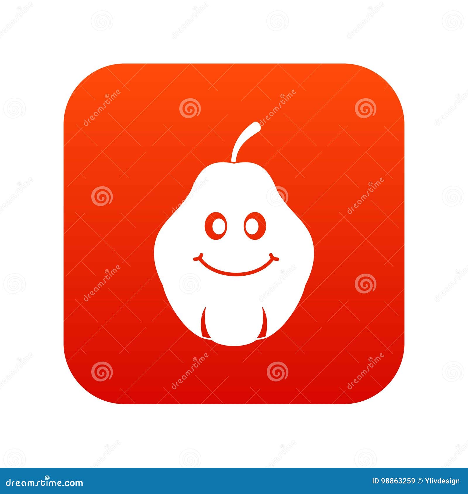 Smiling Quince Fruit Icon Digital Red Stock Vector - Illustration of ...