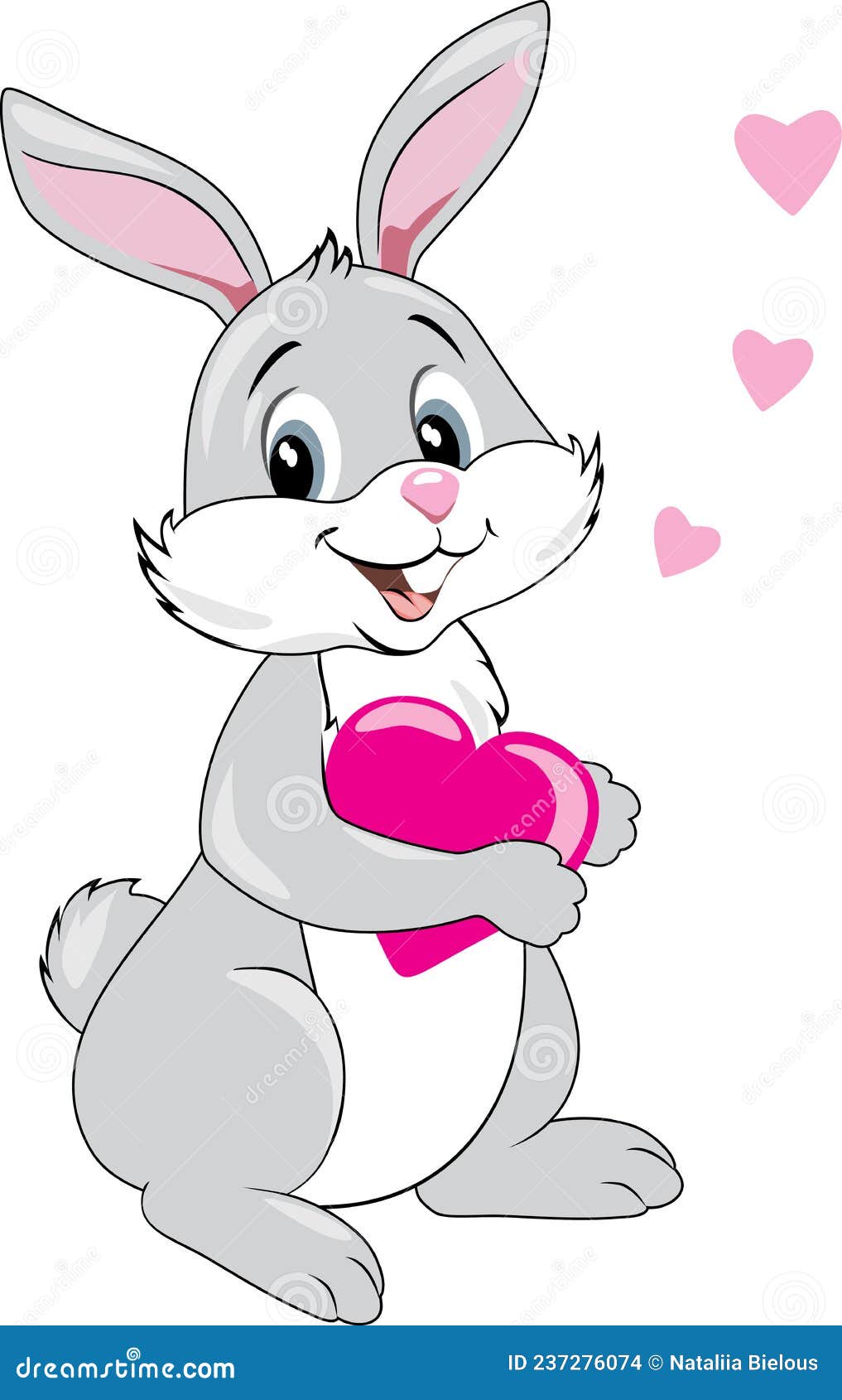 Smiling Rabbit with a Pink Heart in His Hands Stock Vector ...