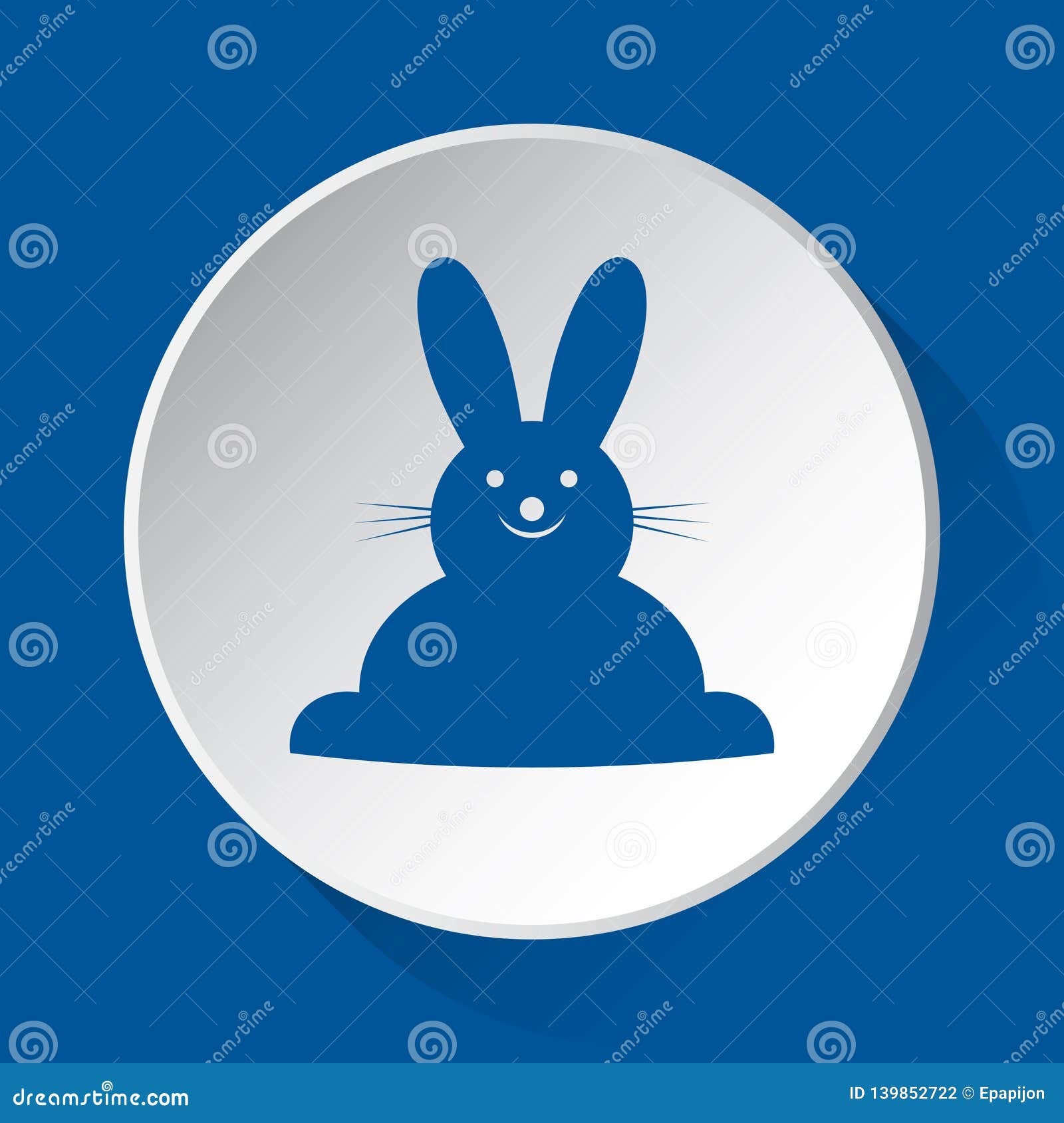 Smiling Rabbit - Simple Blue Icon on White Button Stock Vector ...