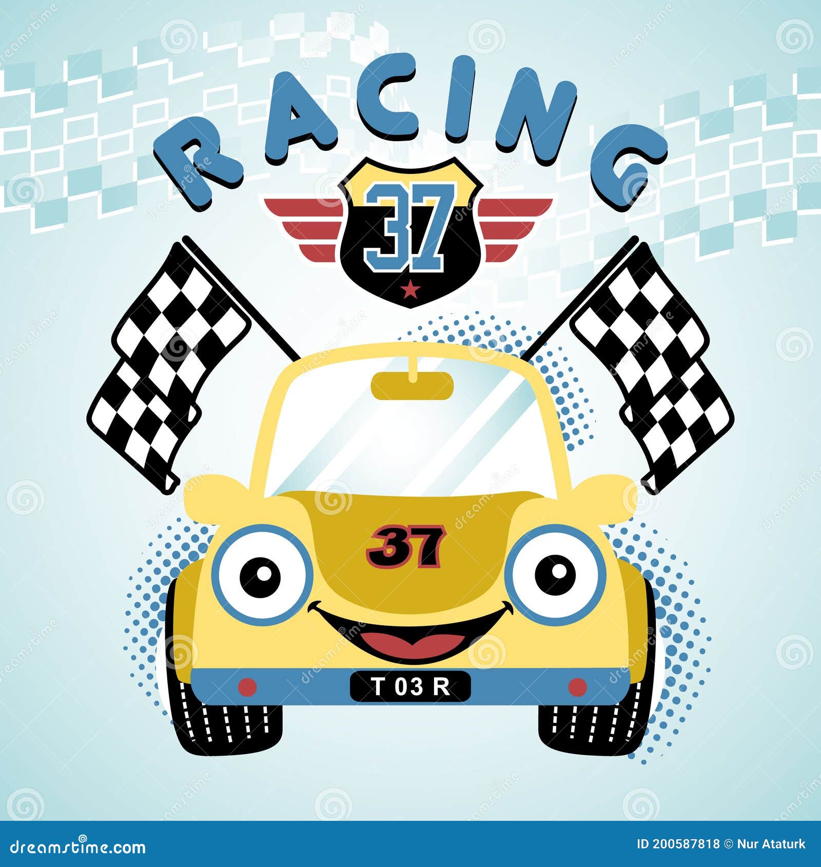 Smiling Racing Car Cartoon Vector Illustration | CartoonDealer.com ...
