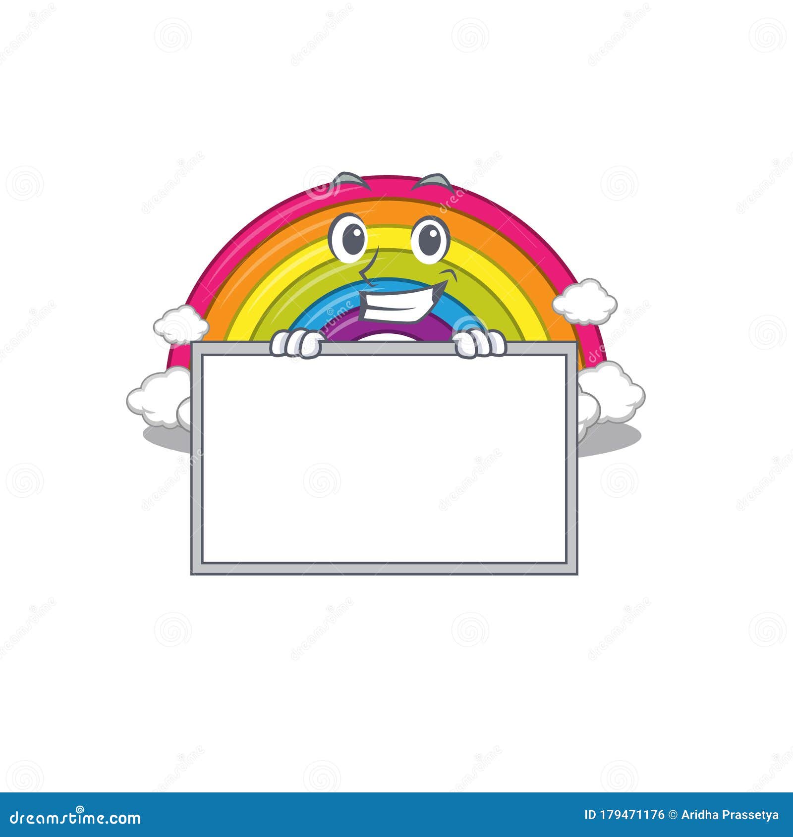 Smiling Rainbow Cartoon Design Style Has a Board Stock Vector ...
