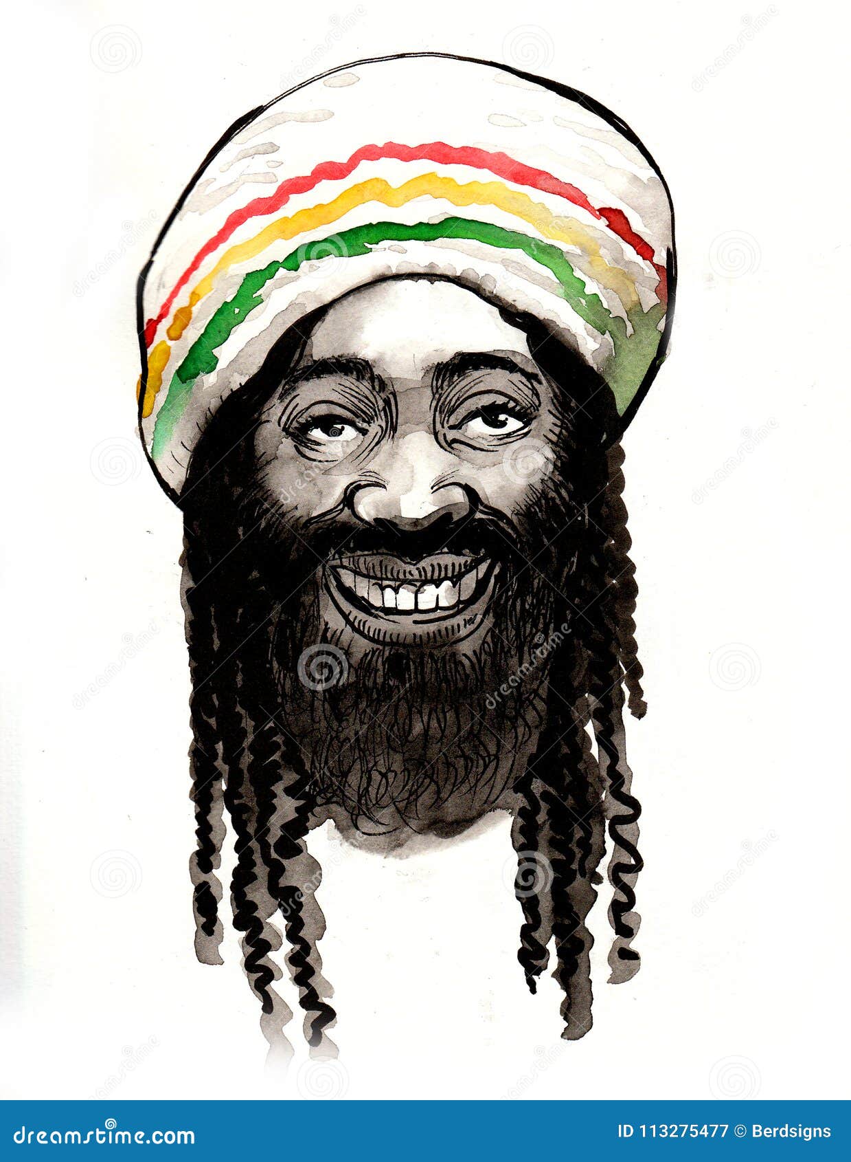 Smiling rastaman stock illustration. Illustration of smile - 113275477