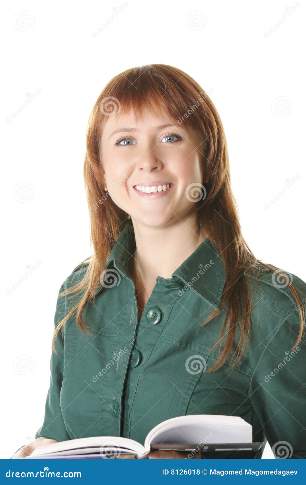 Smiling reader stock photo. Image of hair, white, girl - 8126018