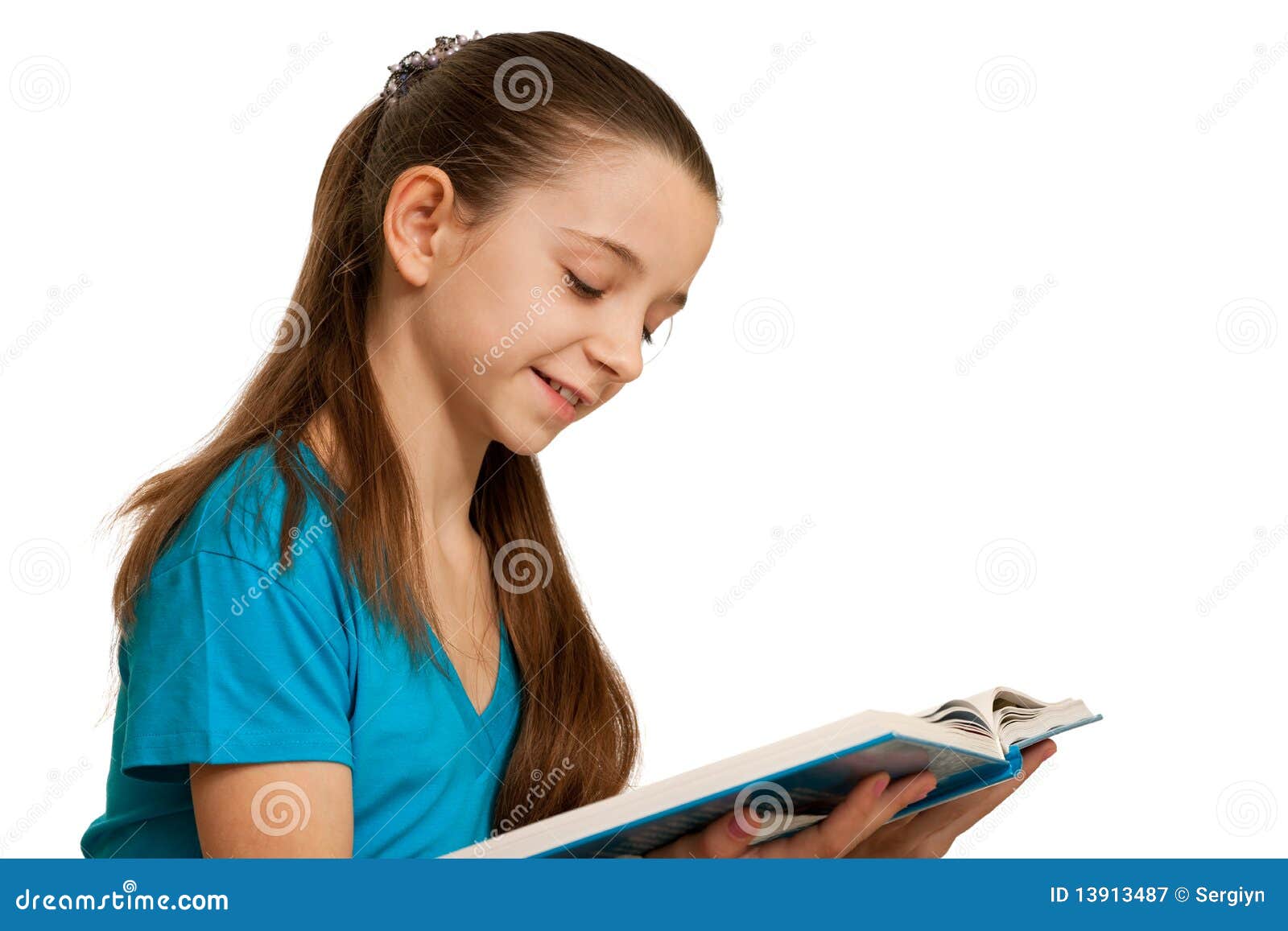 Smiling reading girl stock image. Image of play, book - 13913487