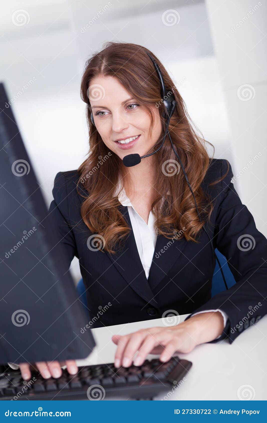 Smiling Receptionist or Call Centre Worker Stock Photo - Image of ...