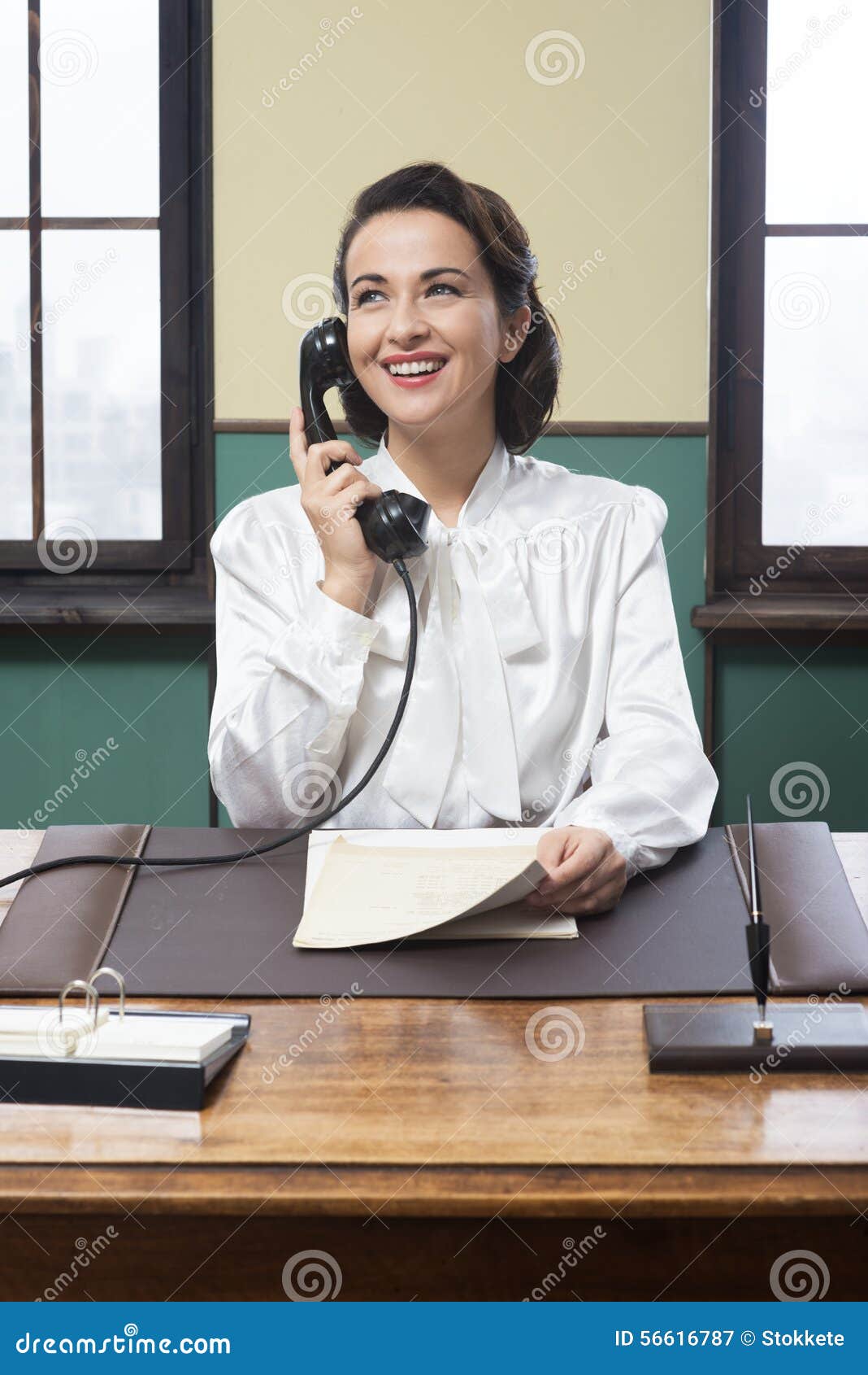 Smiling Receptionist at Work Stock Image - Image of expressing, style ...