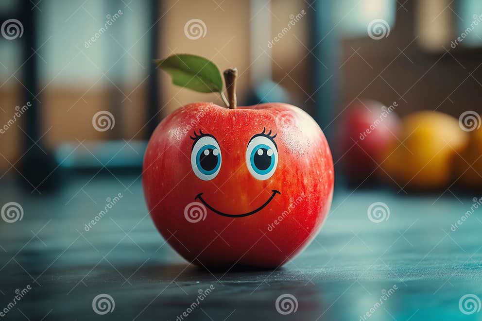 Smiling Red Apple with a Smiley Face Stock Image - Image of healthy ...