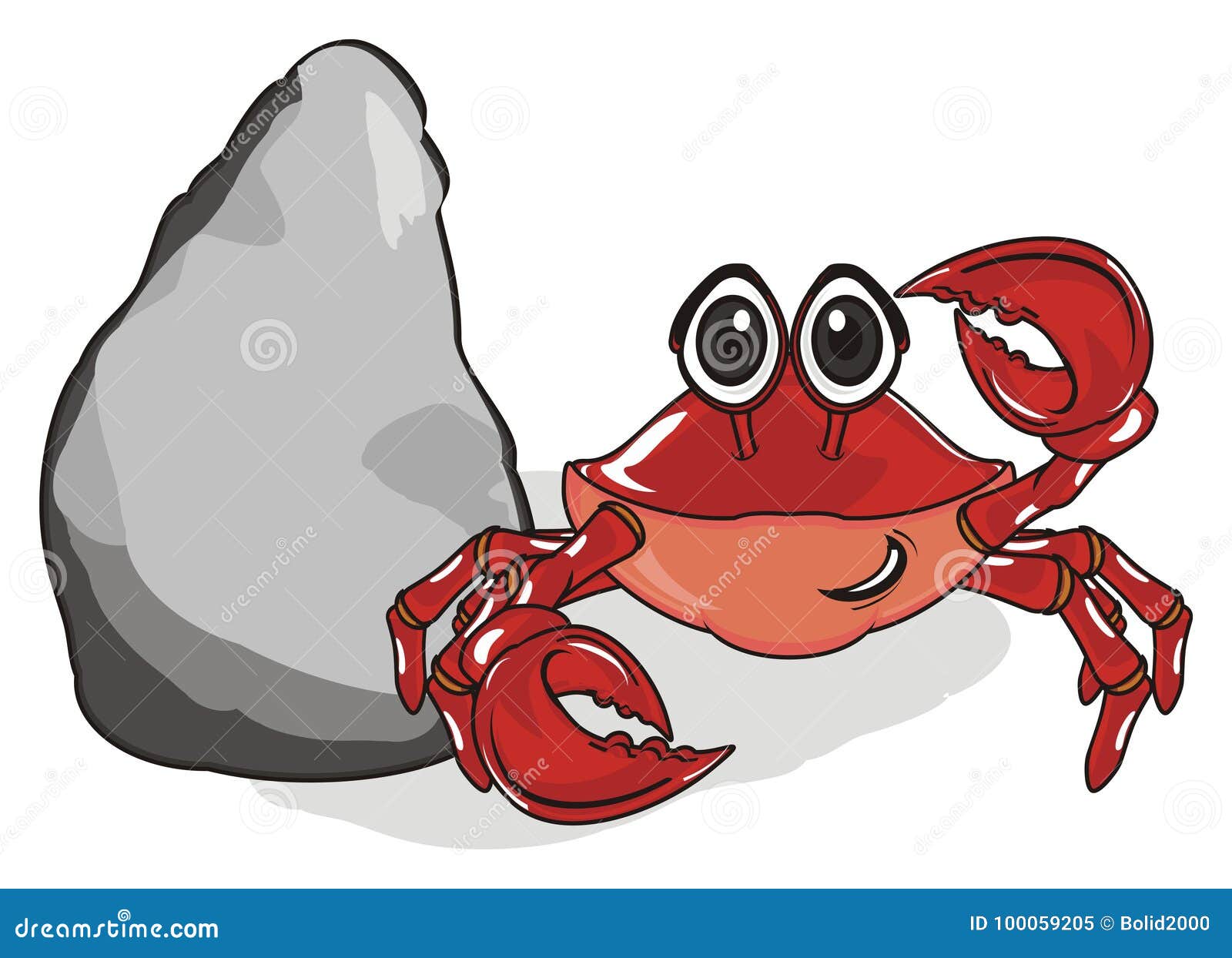Crab and rock stock illustration. Illustration of kind - 100059205