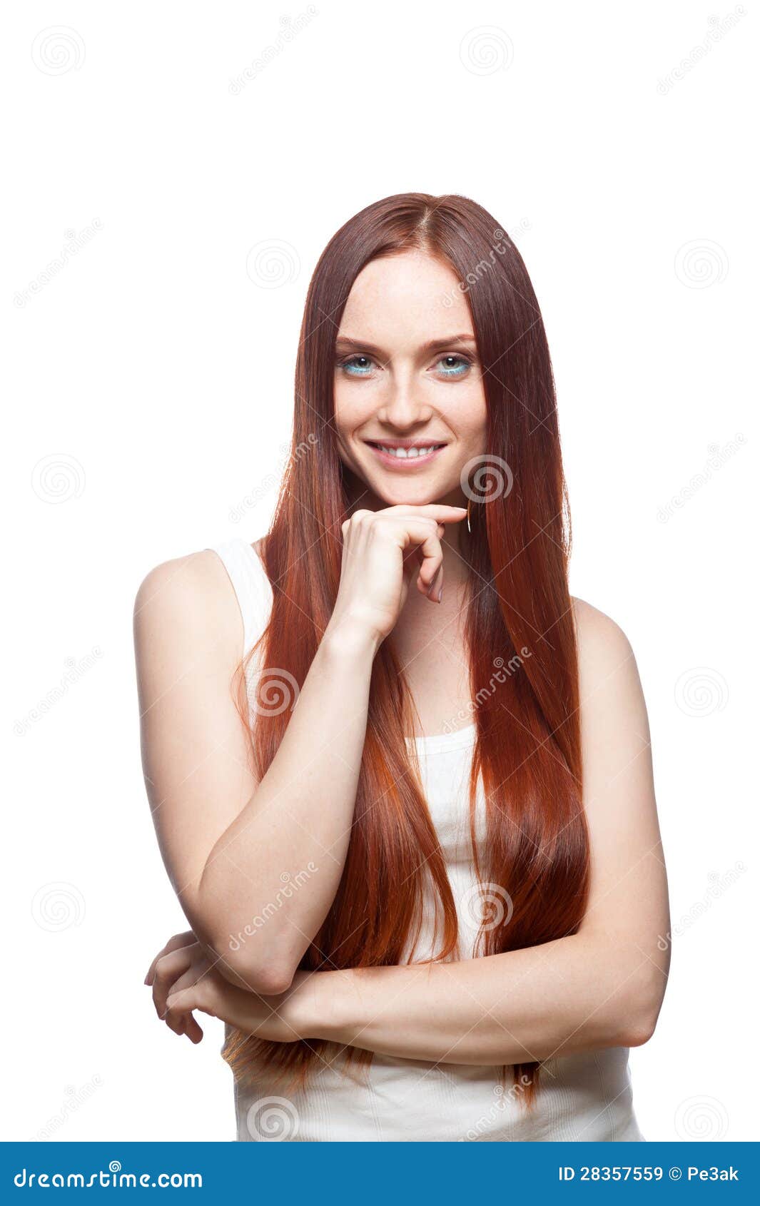 Smiling red haired girl stock image. Image of women, looking - 28357559