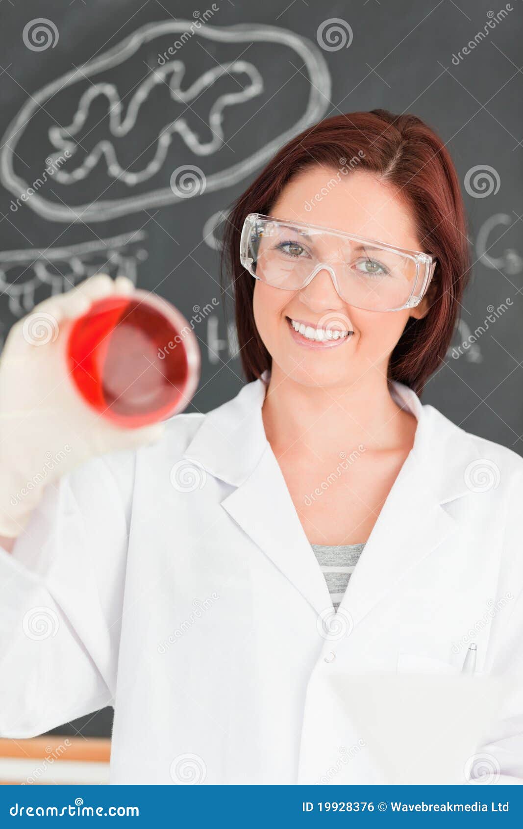 Smiling Red-haired Scientist Stock Photo - Image of book, chalkboard ...