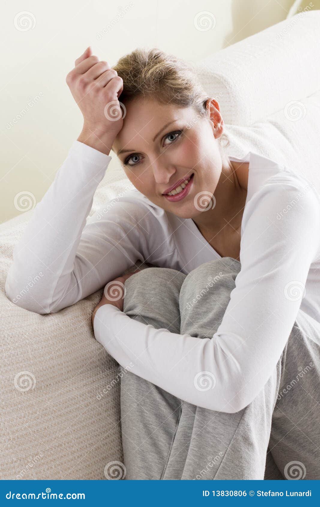Smiling relaxed woman stock photo. Image of blond, woman - 13830806