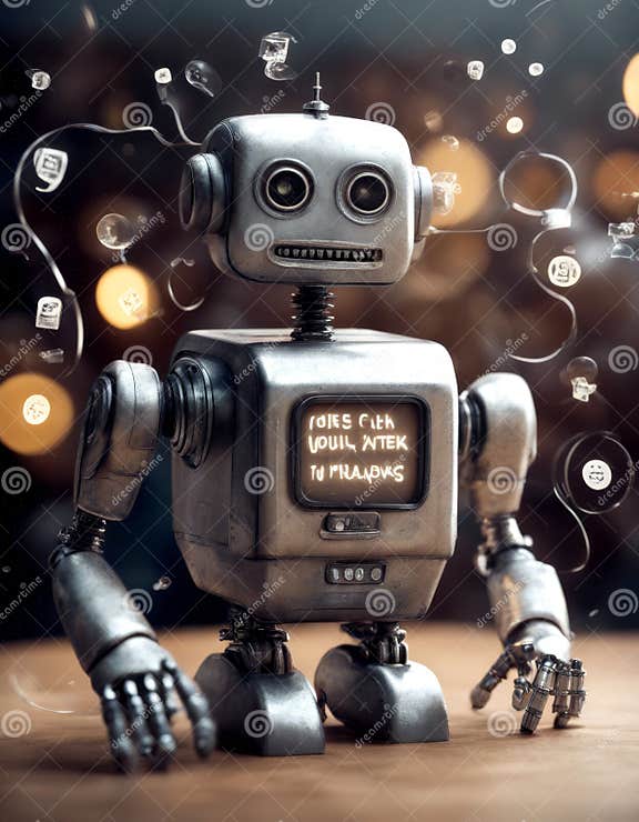 Smiling Rendering Mock Texts Robot Bubbles 3d Messages Bot Chat Speech ...