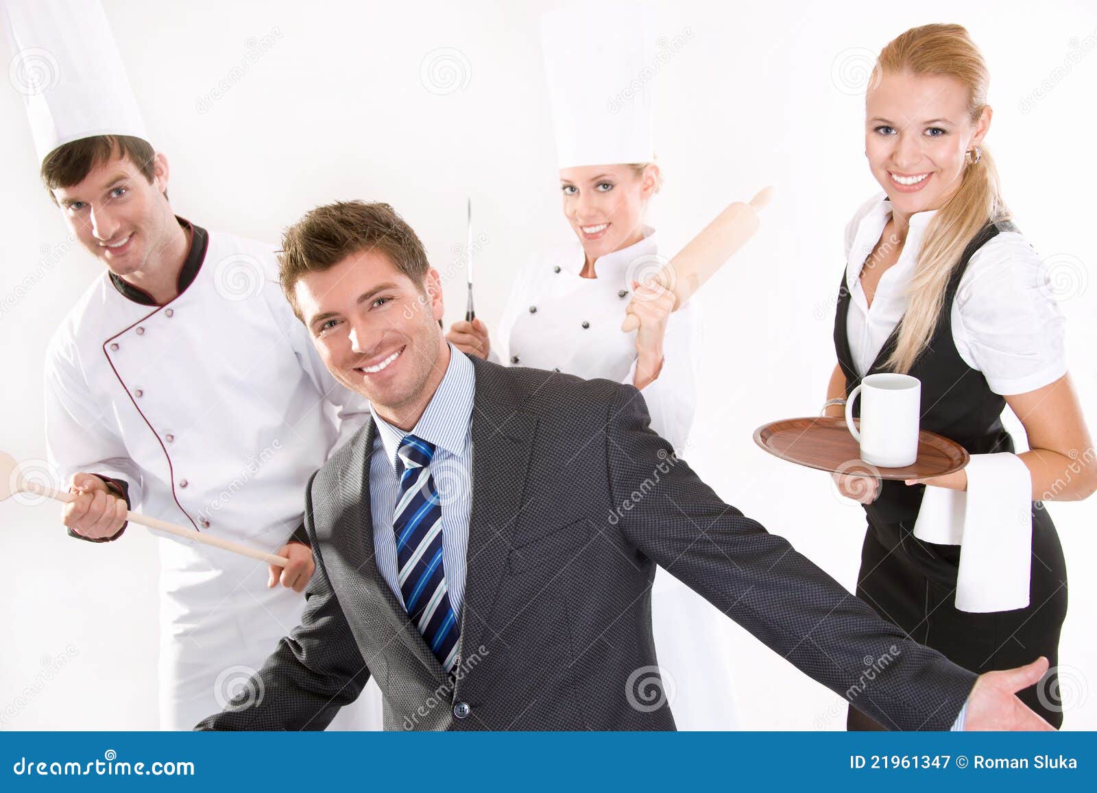 Smiling restaurant staff stock image. Image of smiling - 21961347