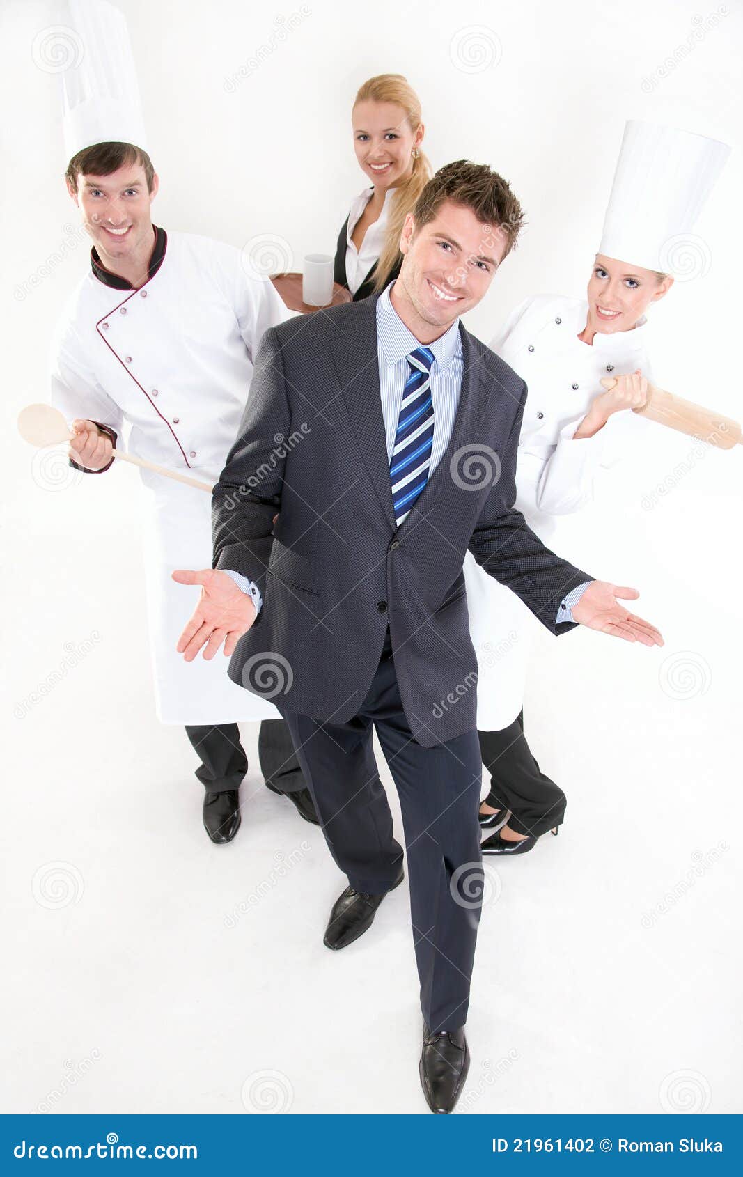 Smiling restaurant staff stock photo. Image of clever - 21961402