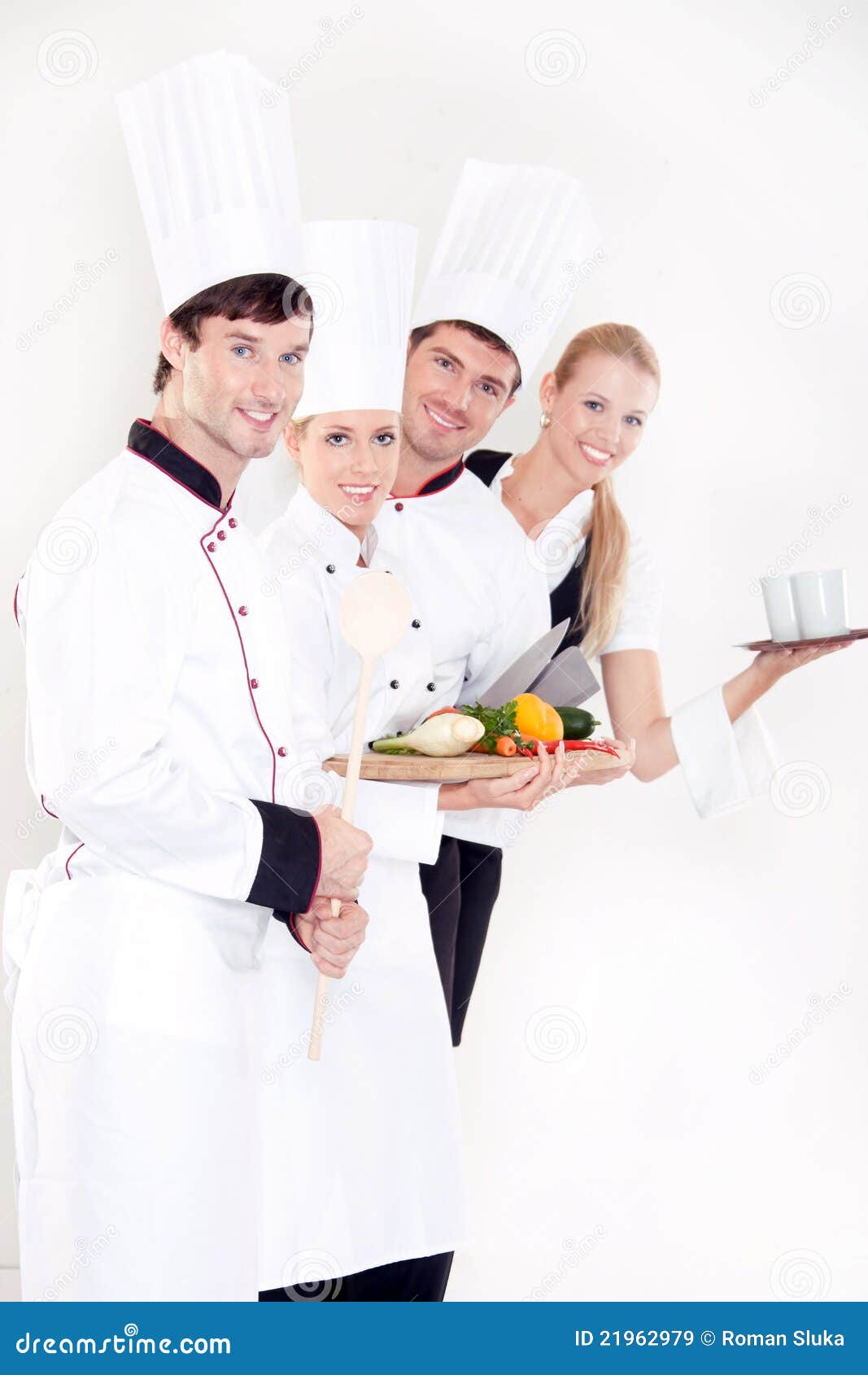 Smiling restaurant staff stock image. Image of male, happy - 21962979