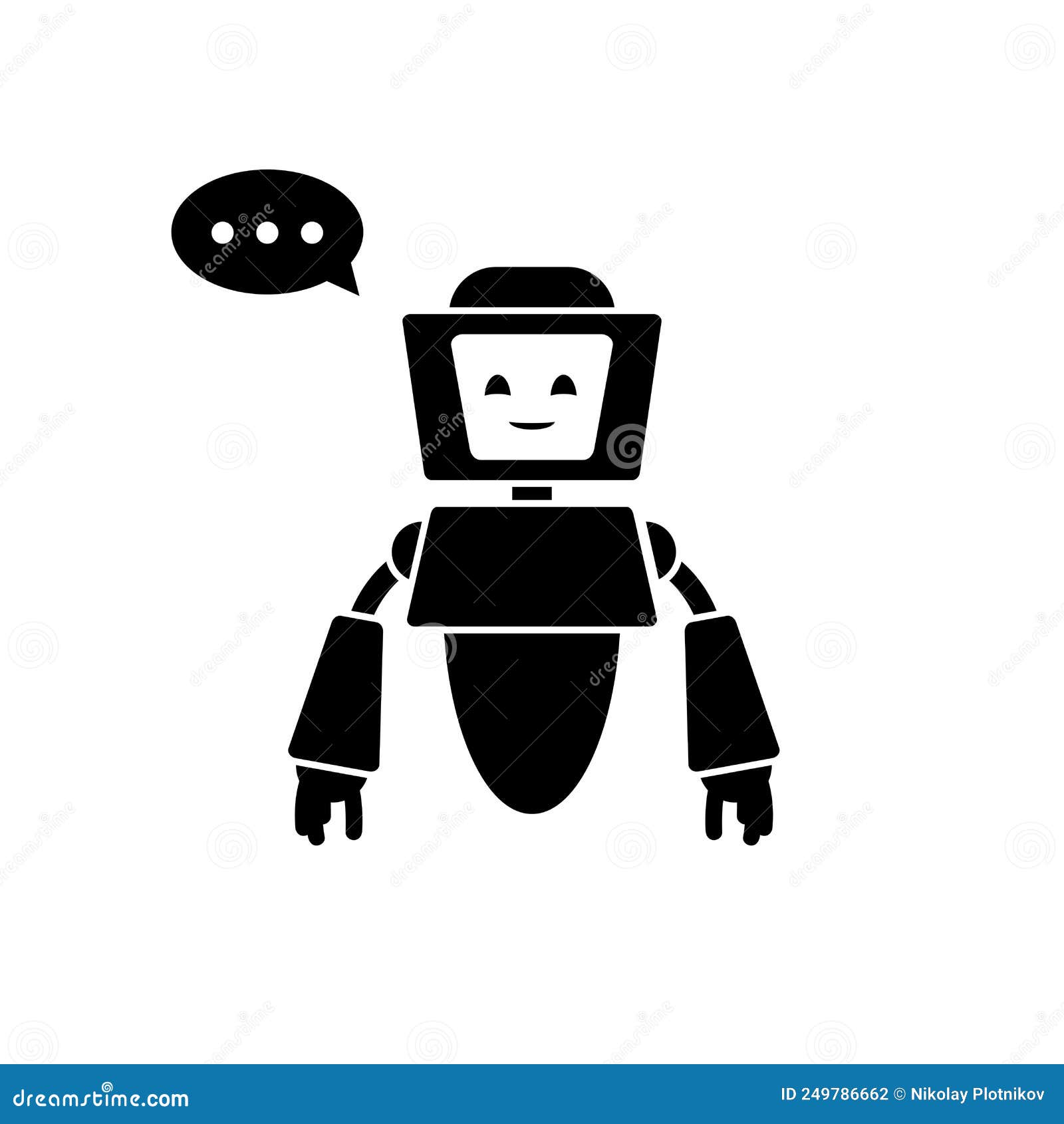 Smiling Robot Chatbot Icon Helping Solve Problems. Futuristic Chatbot ...