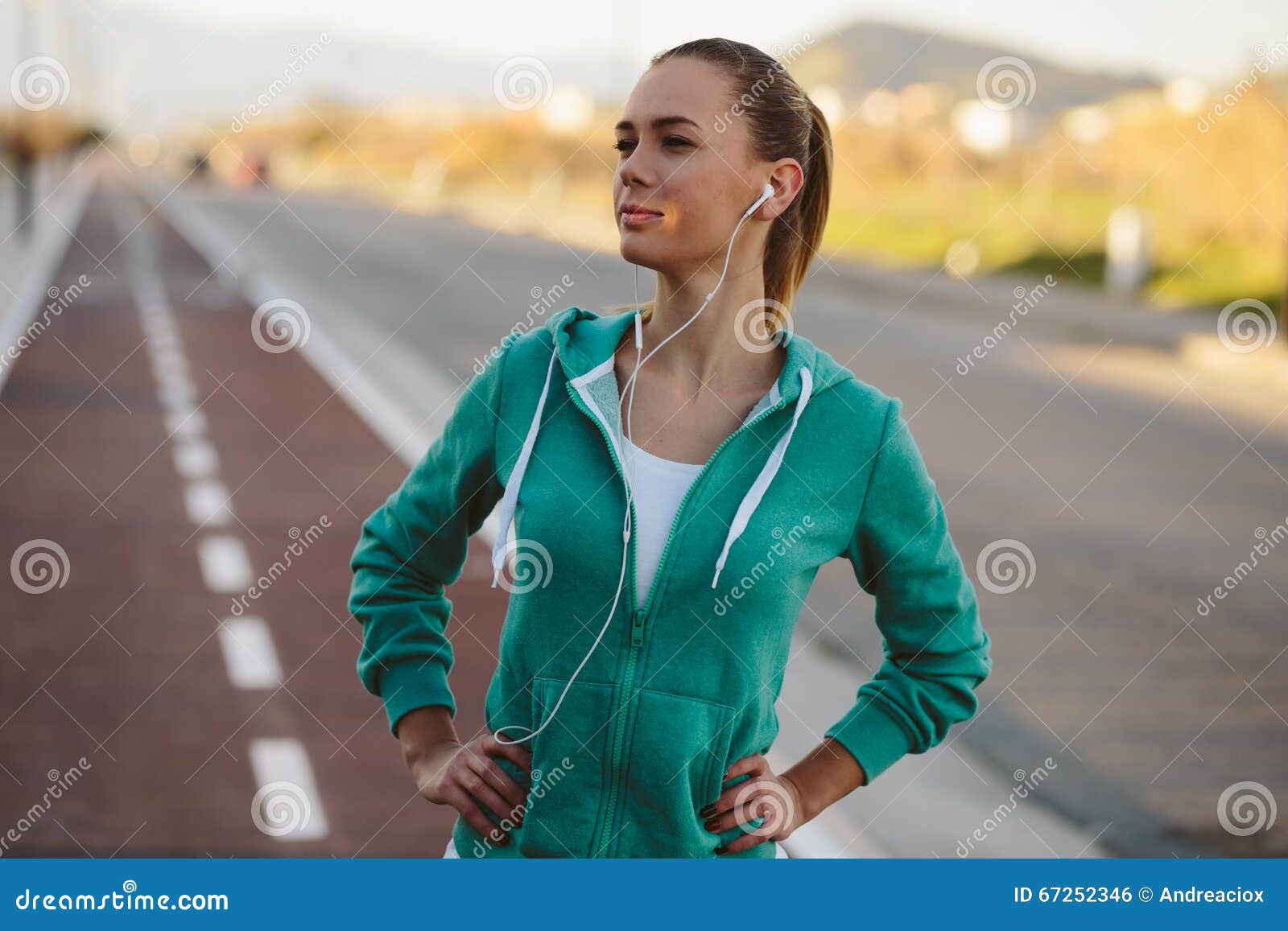 Smiling runner girl stock photo. Image of running, sunset - 67252346