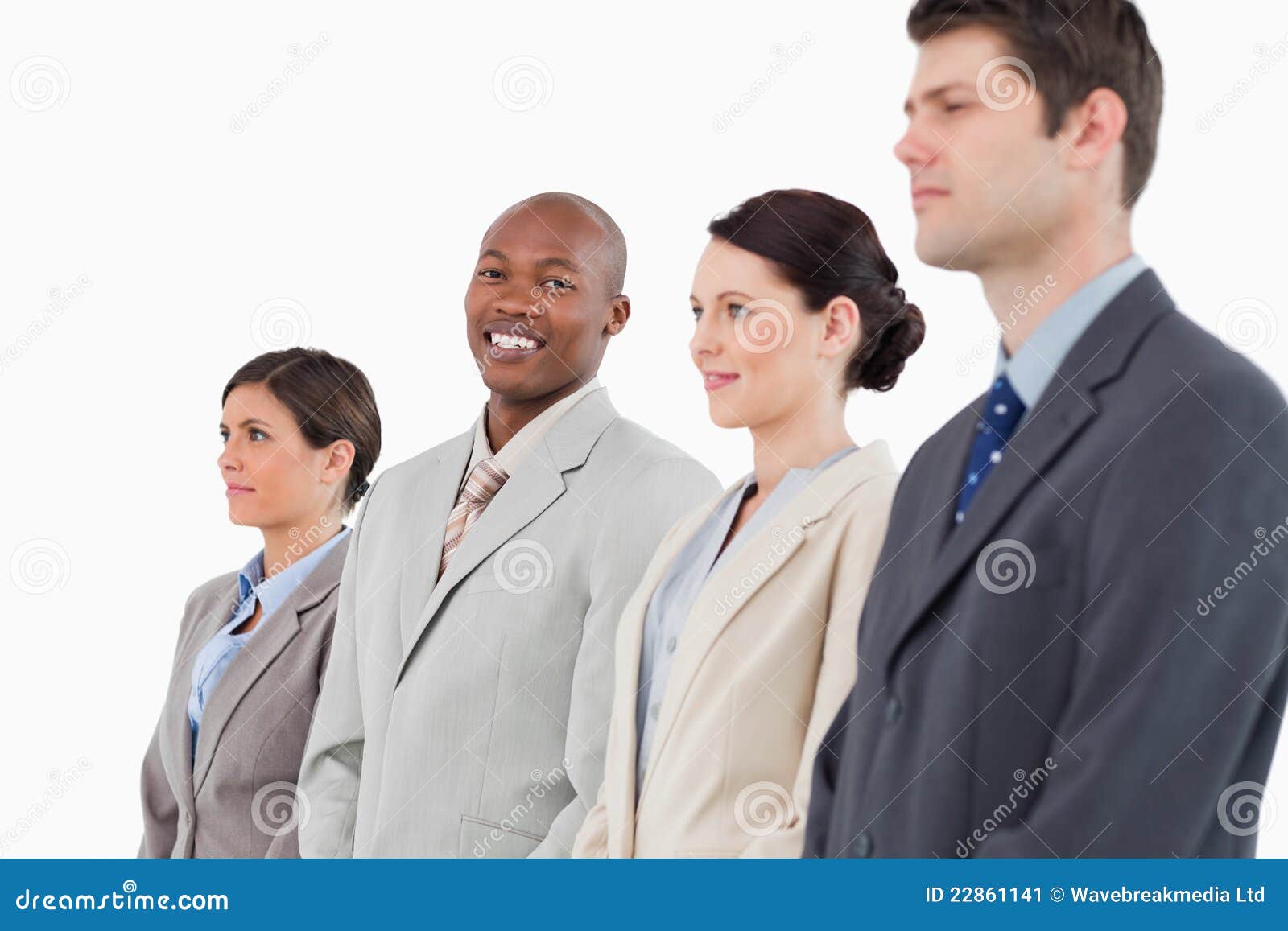 Smiling Salesman Standing between His Colleagues Stock Image - Image of ...