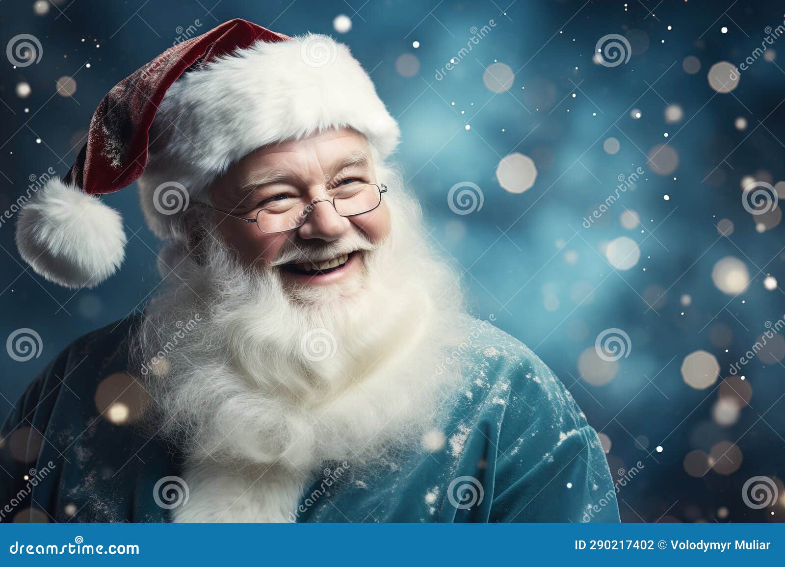 Smiling Santa Claus on a Blue Snowy Background Stock Illustration ...