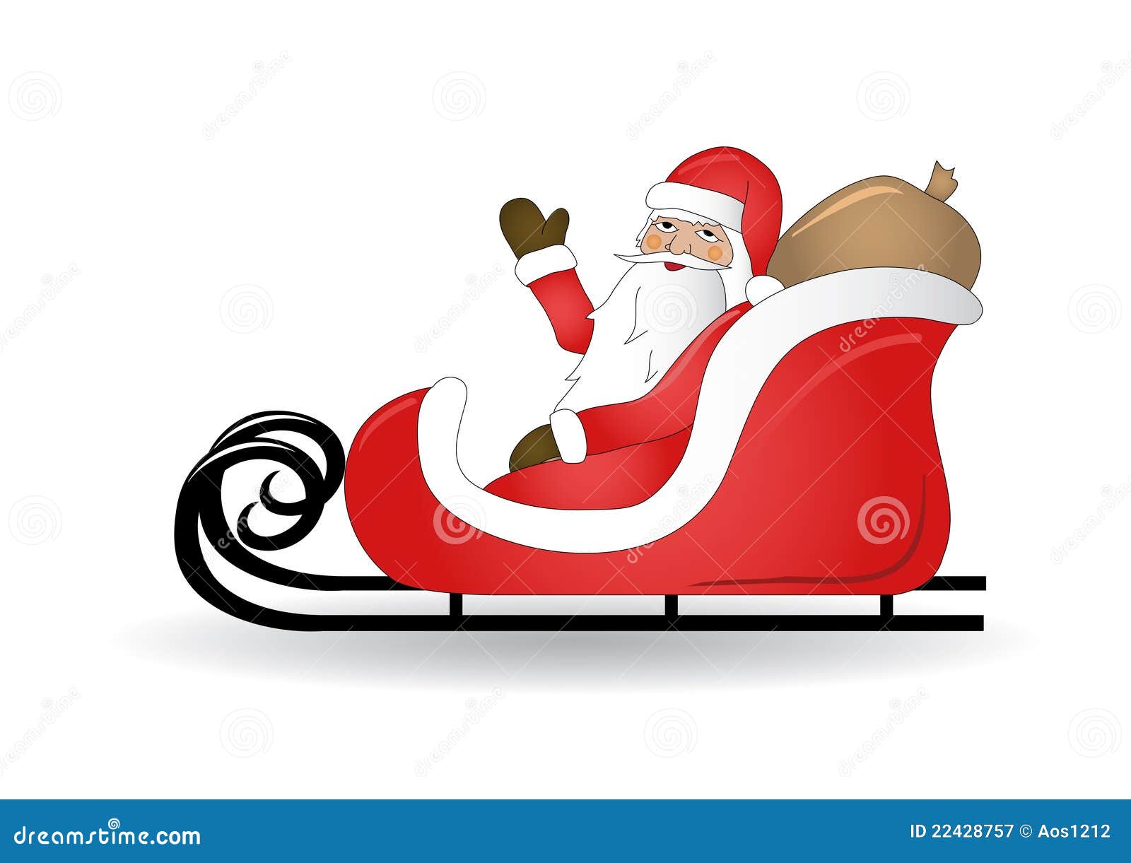 Smiling Santa Claus with Sled Stock Vector - Illustration of gift, sled ...