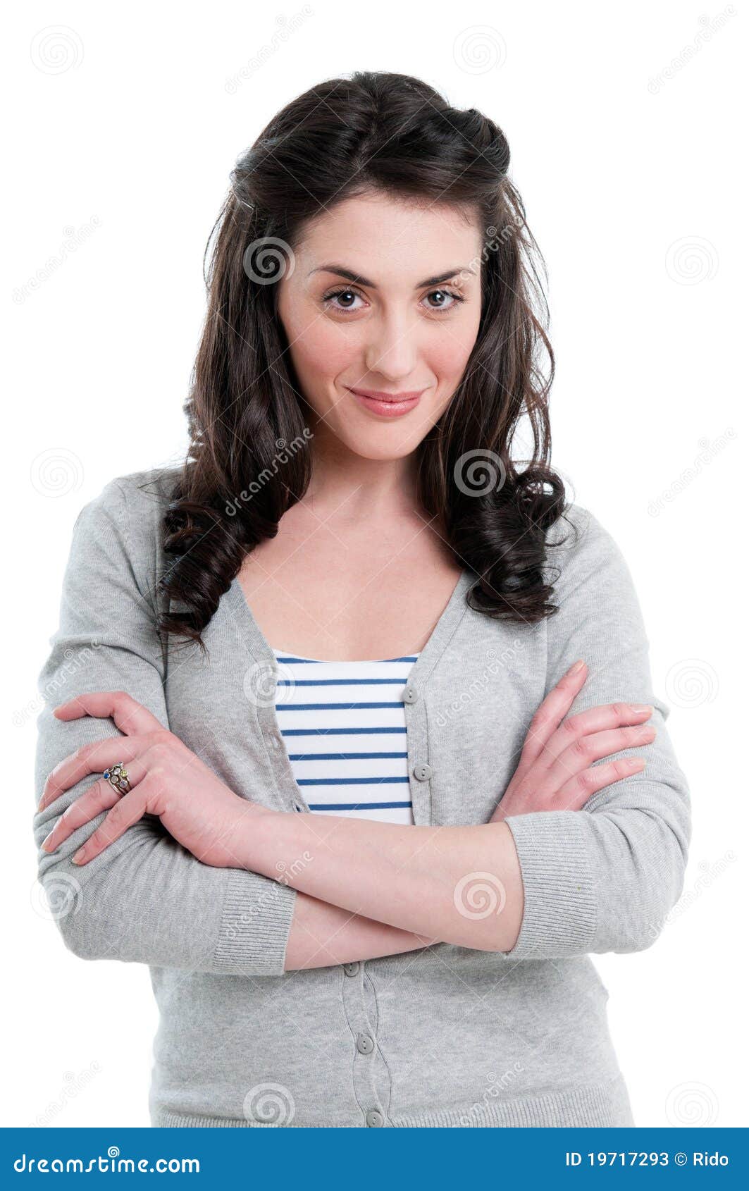 Smiling satisfied woman stock image. Image of posing - 19717293