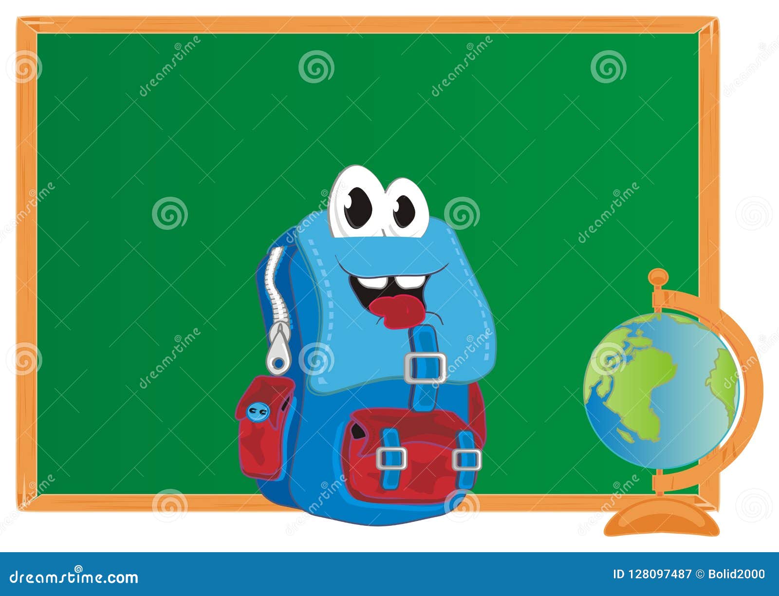 Happy Backpack with Objects Stock Illustration - Illustration of funny ...
