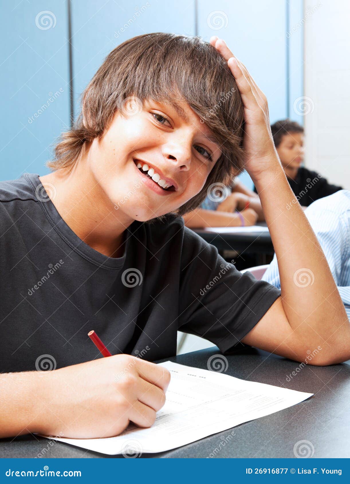 Smiling School Boy stock image. Image of depressed, person - 26916877