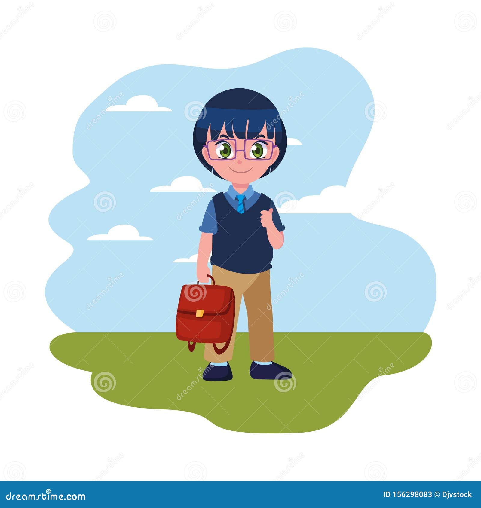 Smiling School Boy with Backpack Stock Illustration - Illustration of ...