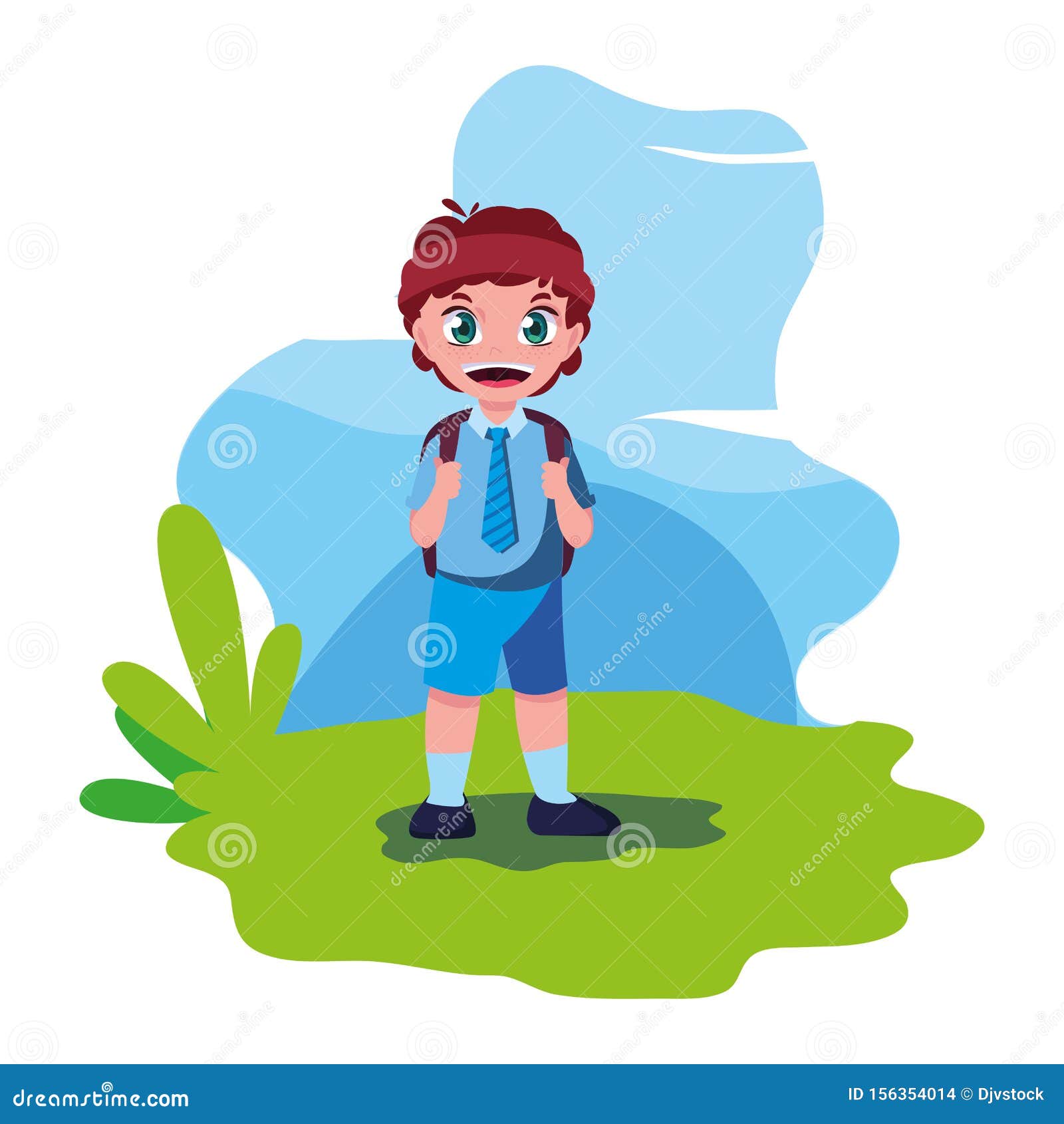 Smiling School Boy with Backpack Stock Illustration - Illustration of ...