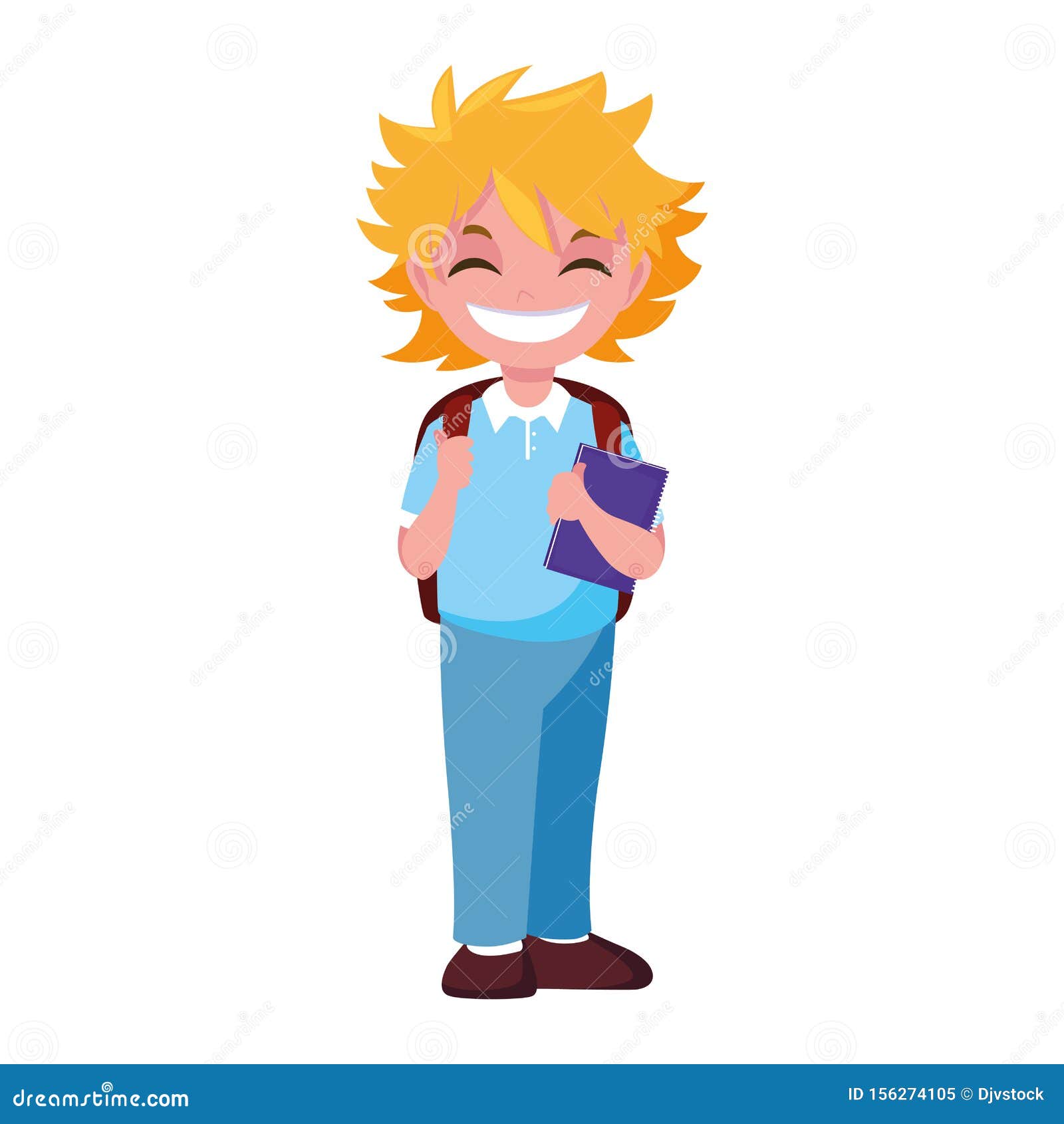 Smiling School Boy with Backpack Stock Illustration - Illustration of ...