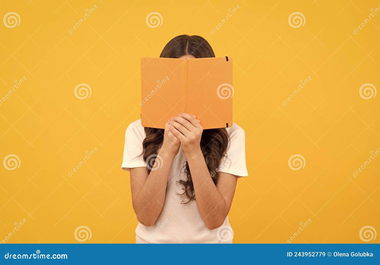 Smiling School Kid Ready To Study Hide Behind Book, Knowledge Stock ...