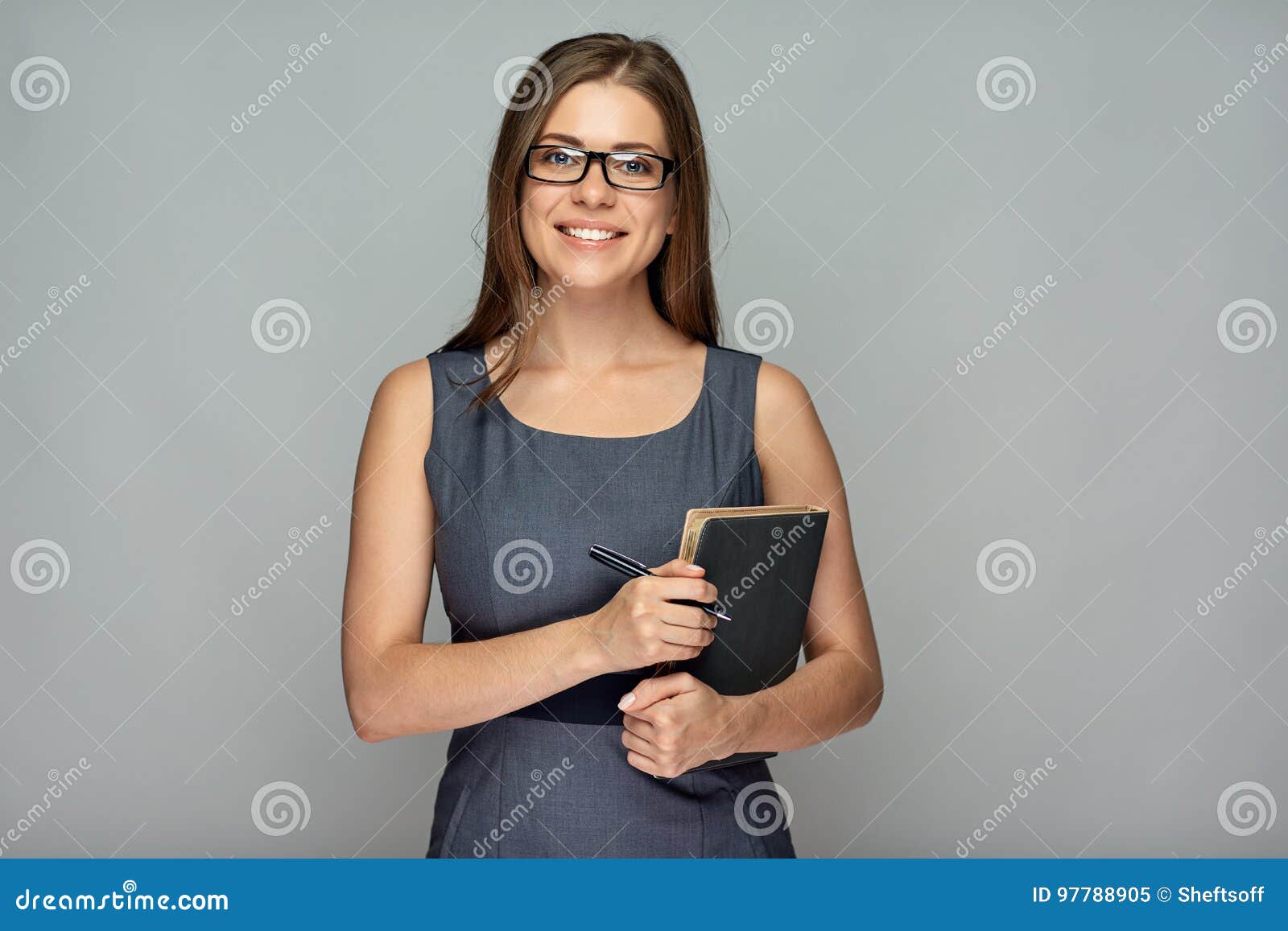 Smiling School Teacher Holding Book. Stock Image - Image of college ...