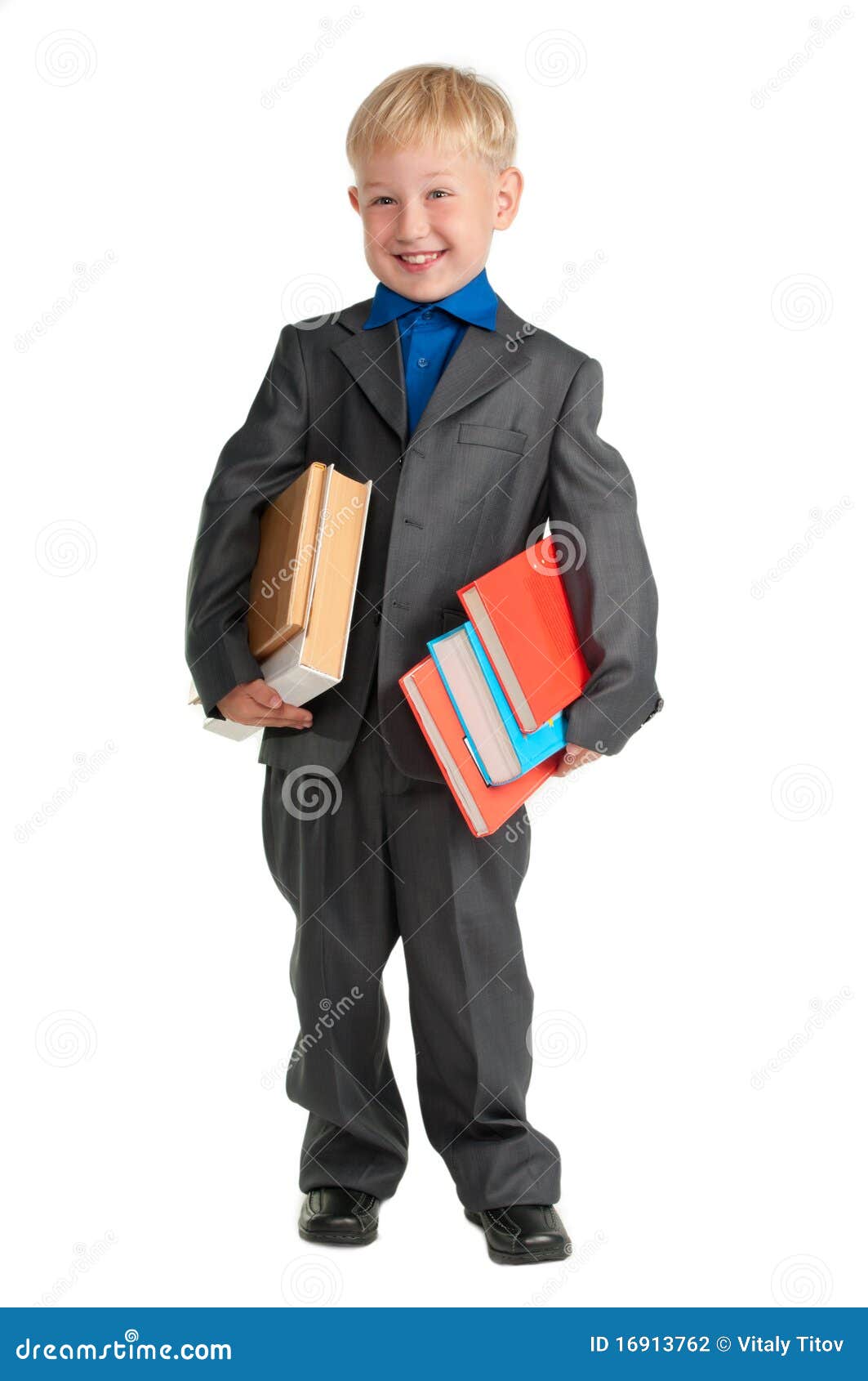 Smiling schoolboy stock photo. Image of arms, primary - 16913762