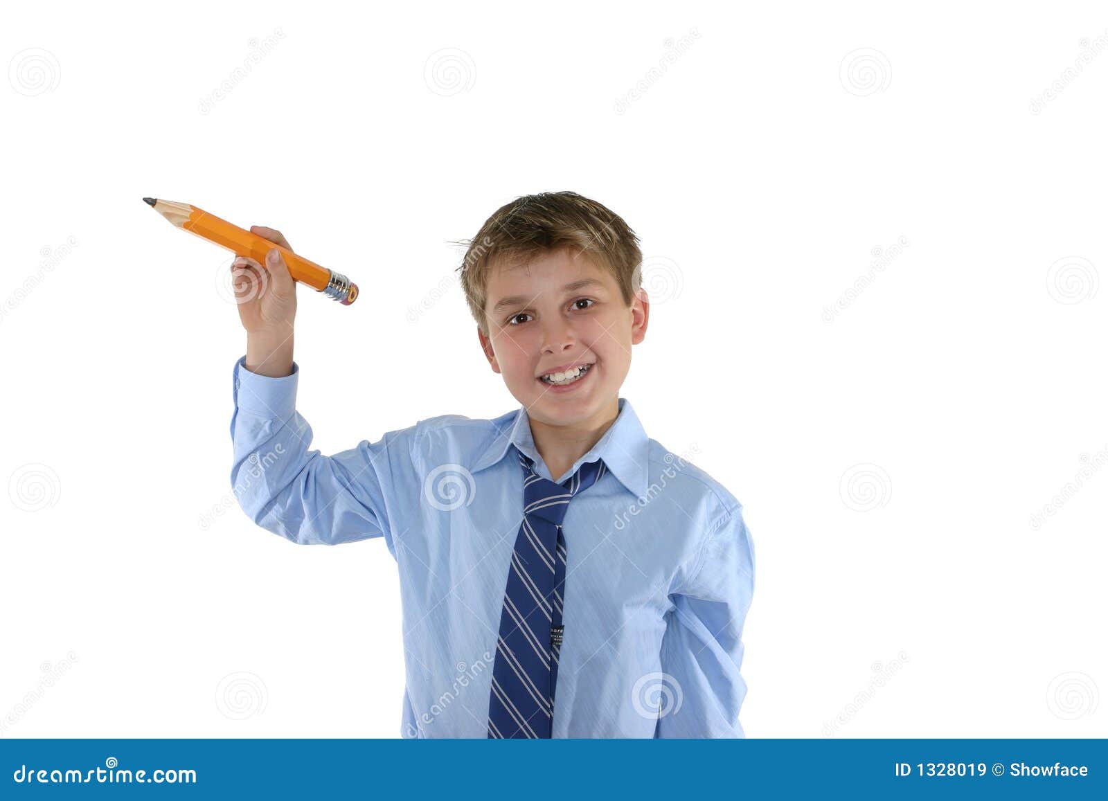 Smiling Schoolboy Holding a Pencil Stock Image - Image of school ...
