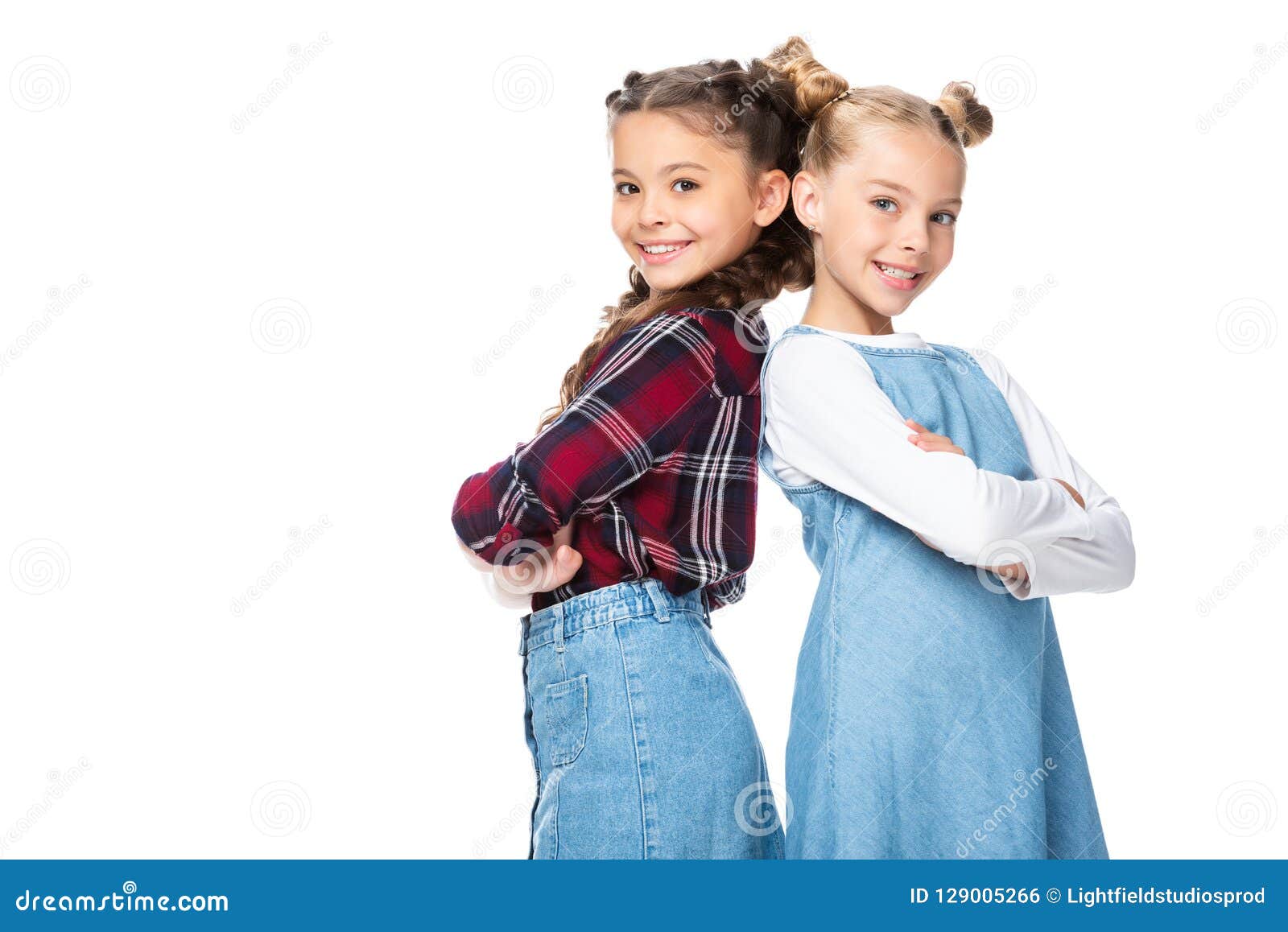Smiling Schoolchildren Standing Back To Back with Crossed Arms Stock ... Smiling Schoolchildren Standing Back To Back with Crossed Arms Stock ...