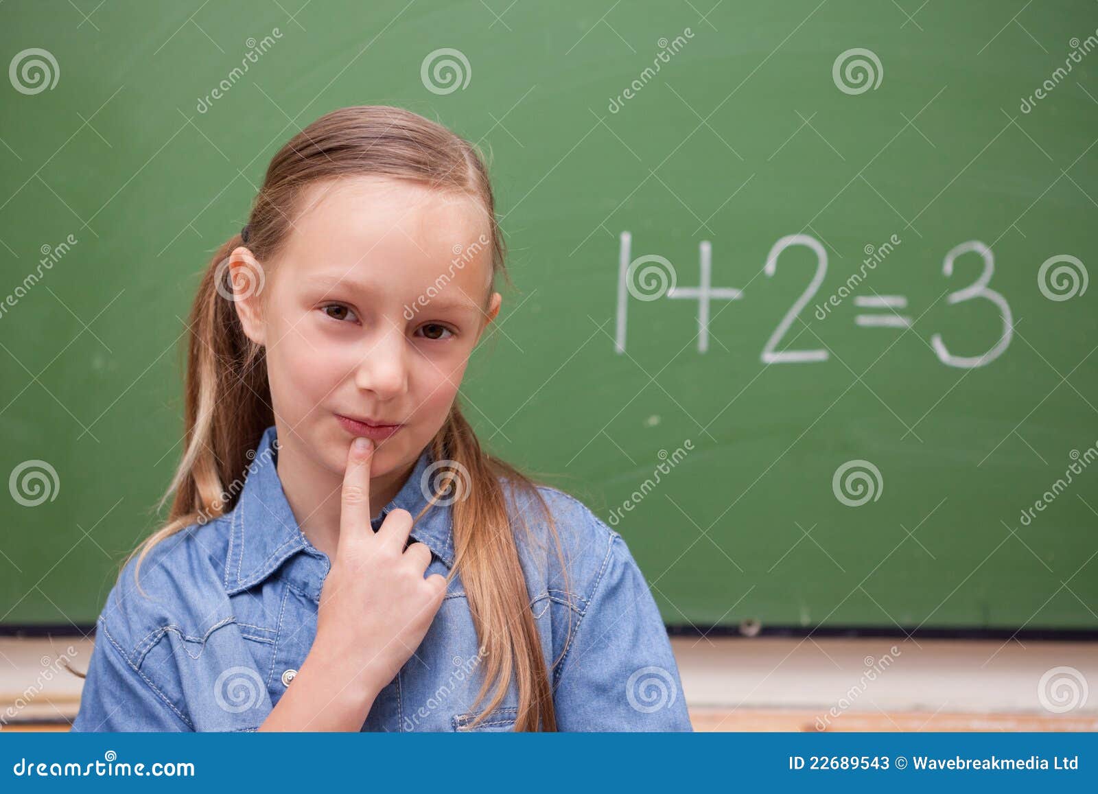 Smiling Schoolgirl Thinking Stock Image - Image of mathematics, looking ...