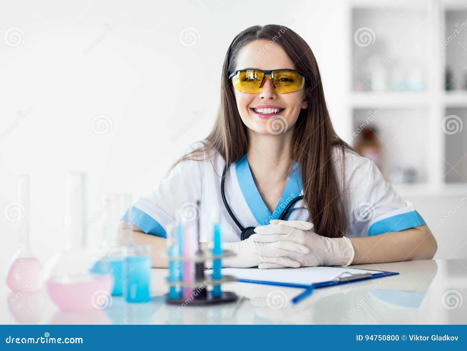 Smiling Scientist in Chemical Laboratory Stock Photo - Image of liquid ...