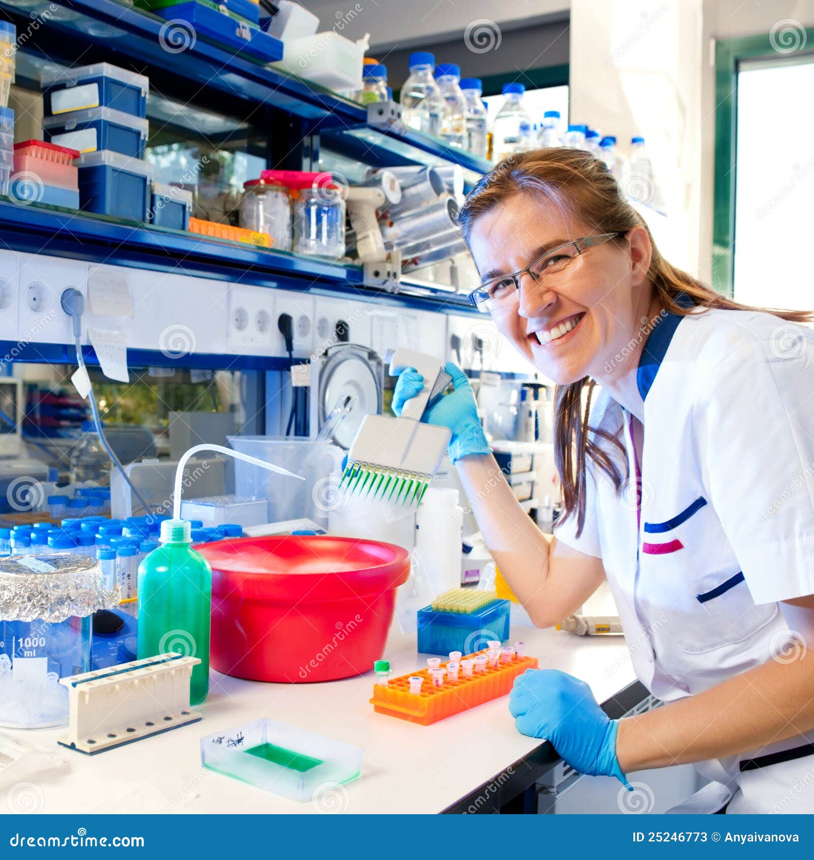 Smiling Scientist in the Lab Stock Image - Image of academic, modern ...