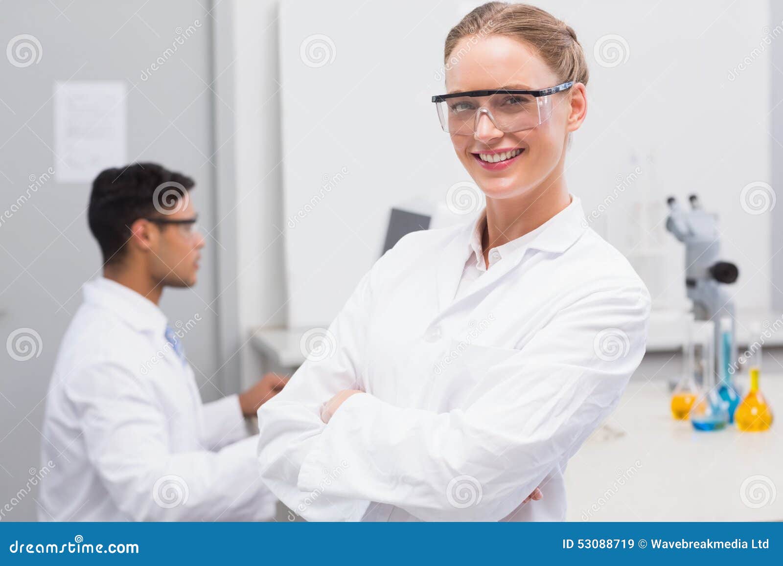 Smiling Scientist Looking at Camera Arms Crossed Stock Image - Image of ...