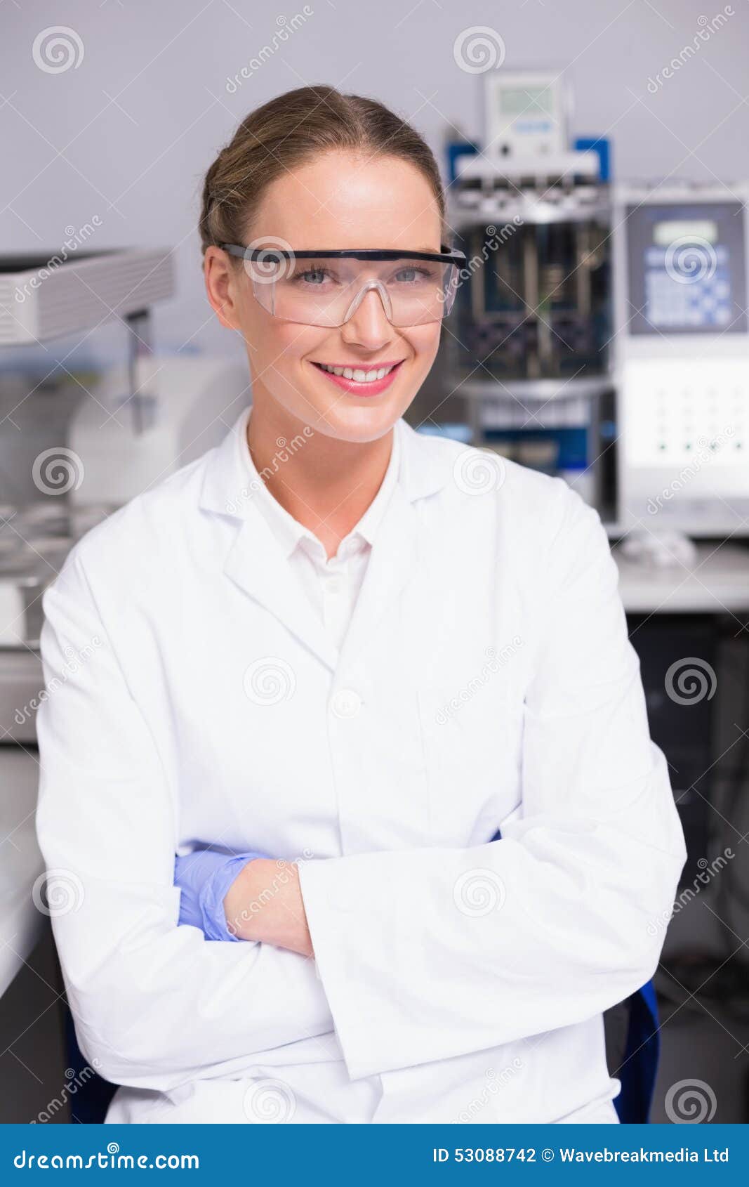 Smiling Scientist Looking at Camera Arms Crossed Stock Photo - Image of ...