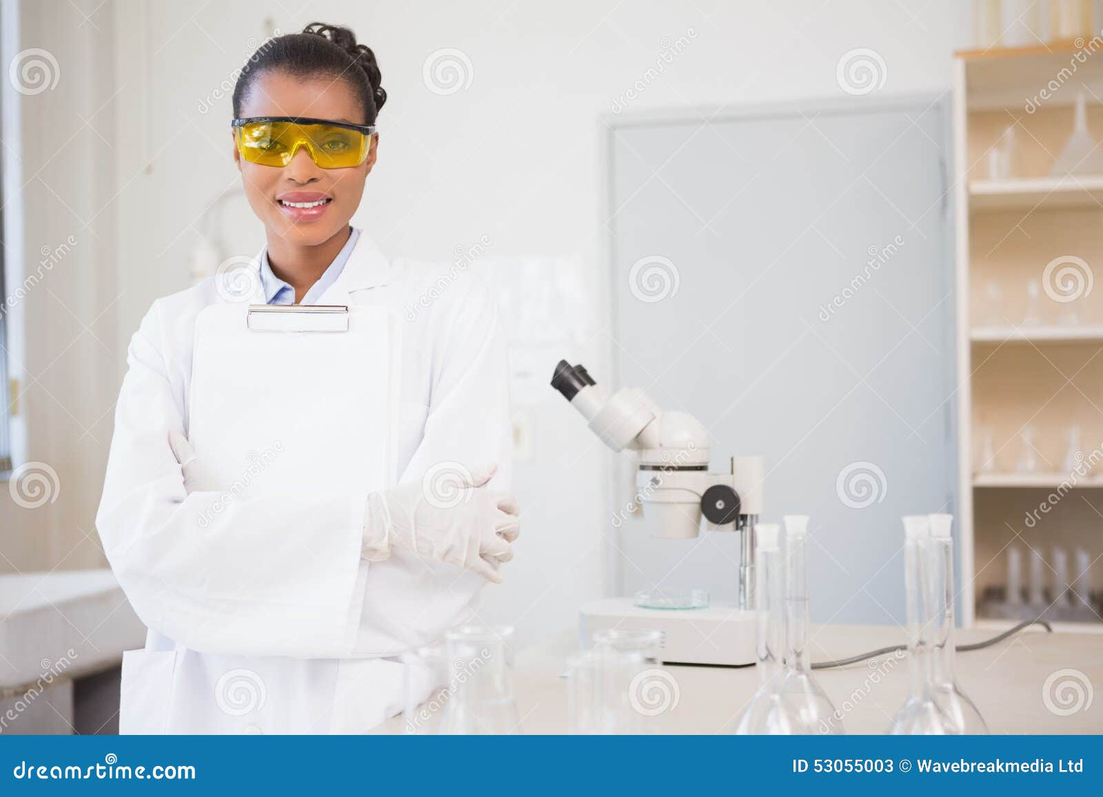 Smiling Scientist Looking at Camera and Holding Clipboard Stock Image ...
