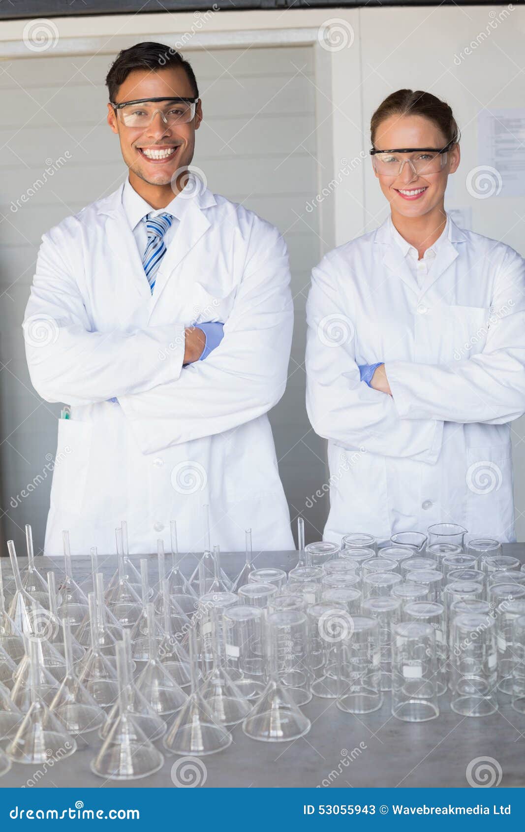 Smiling Scientists Looking at Camera Arms Crossed Stock Image - Image ...