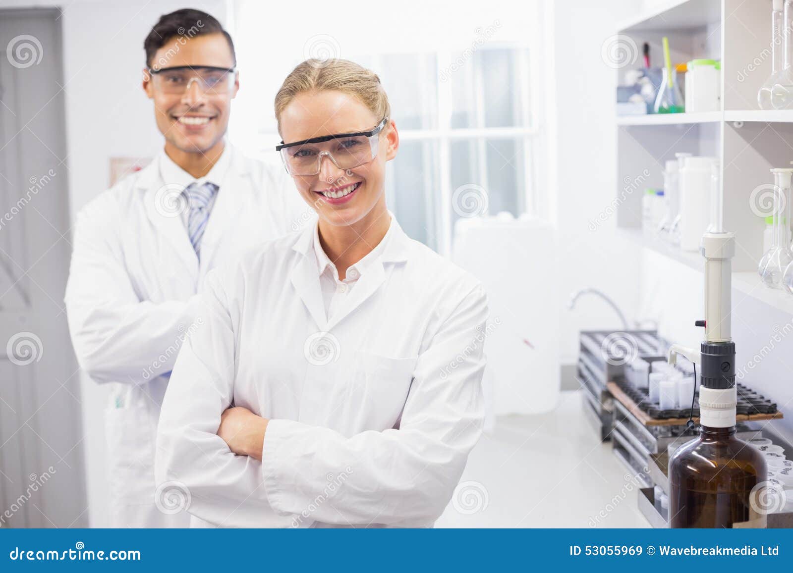 Smiling Scientists Looking at Camera Arms Crossed Stock Image - Image ...